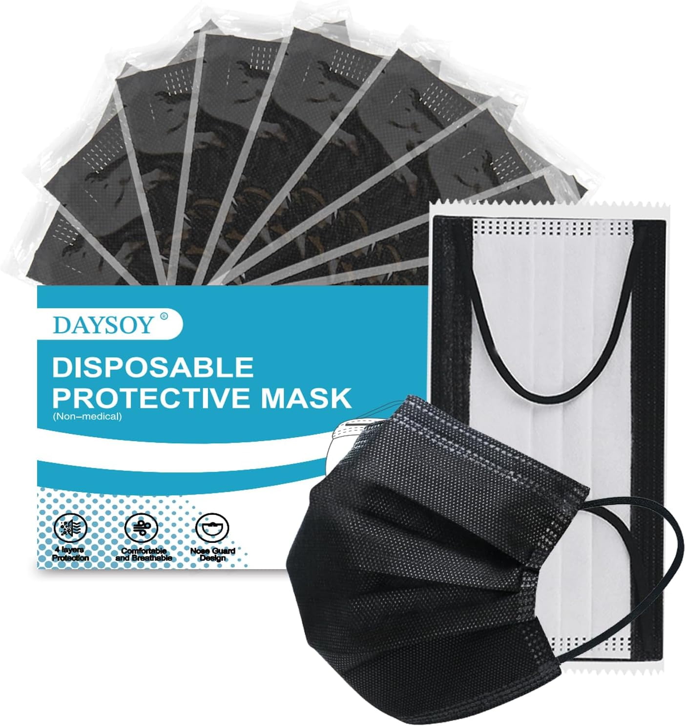 Individually Wrapped 4-Layer Filter Disposable Face Mask Single Use ...