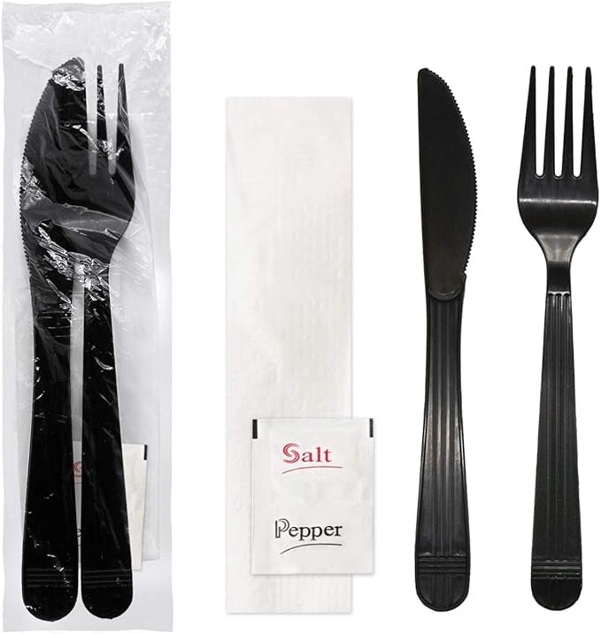 Individually Wrapped Black Plastic Cutlery Packets/Heavy Duty ...