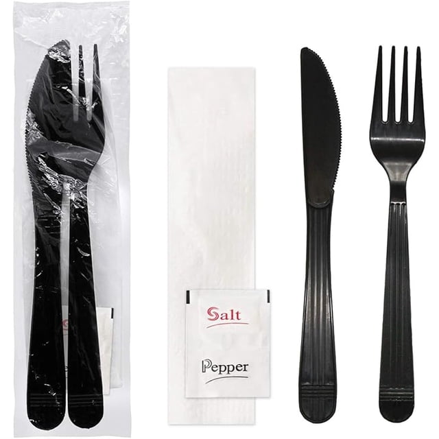 Individually Wrapped Black Plastic Cutlery Packets/Heavy Duty ...