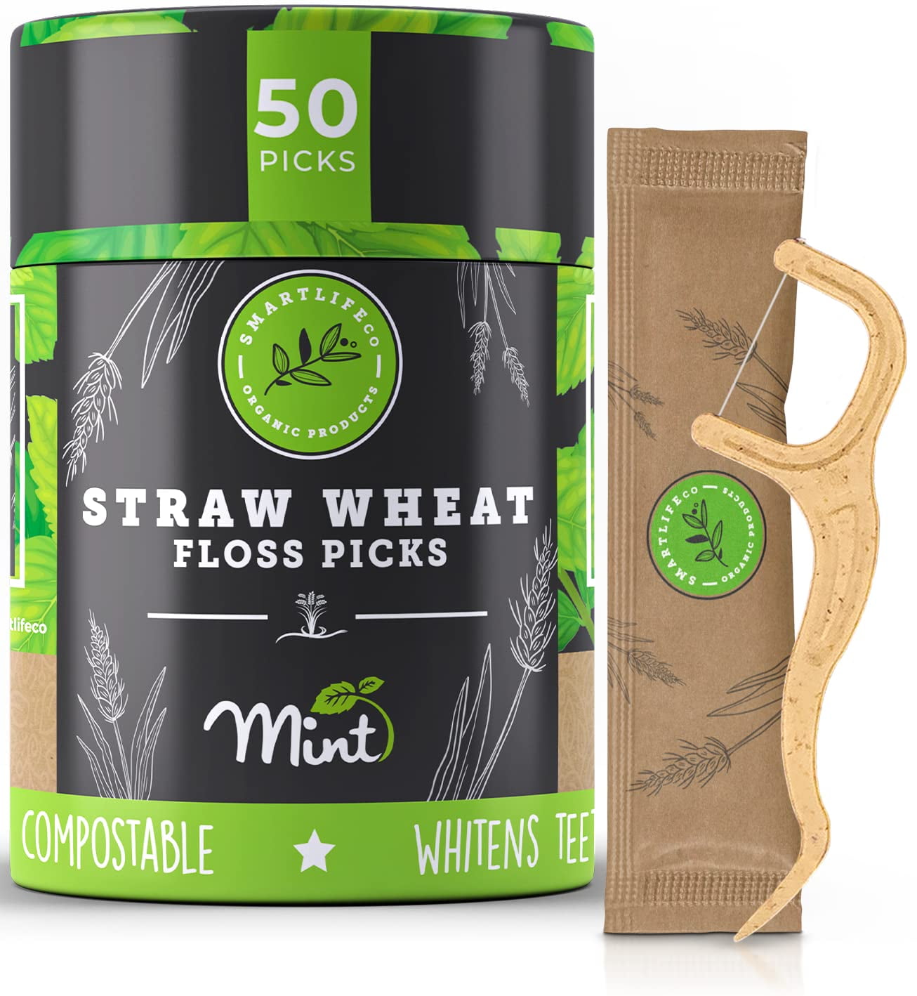 Individually Wrapped Dental Floss Picks - Biodegradable Plastic Free ...