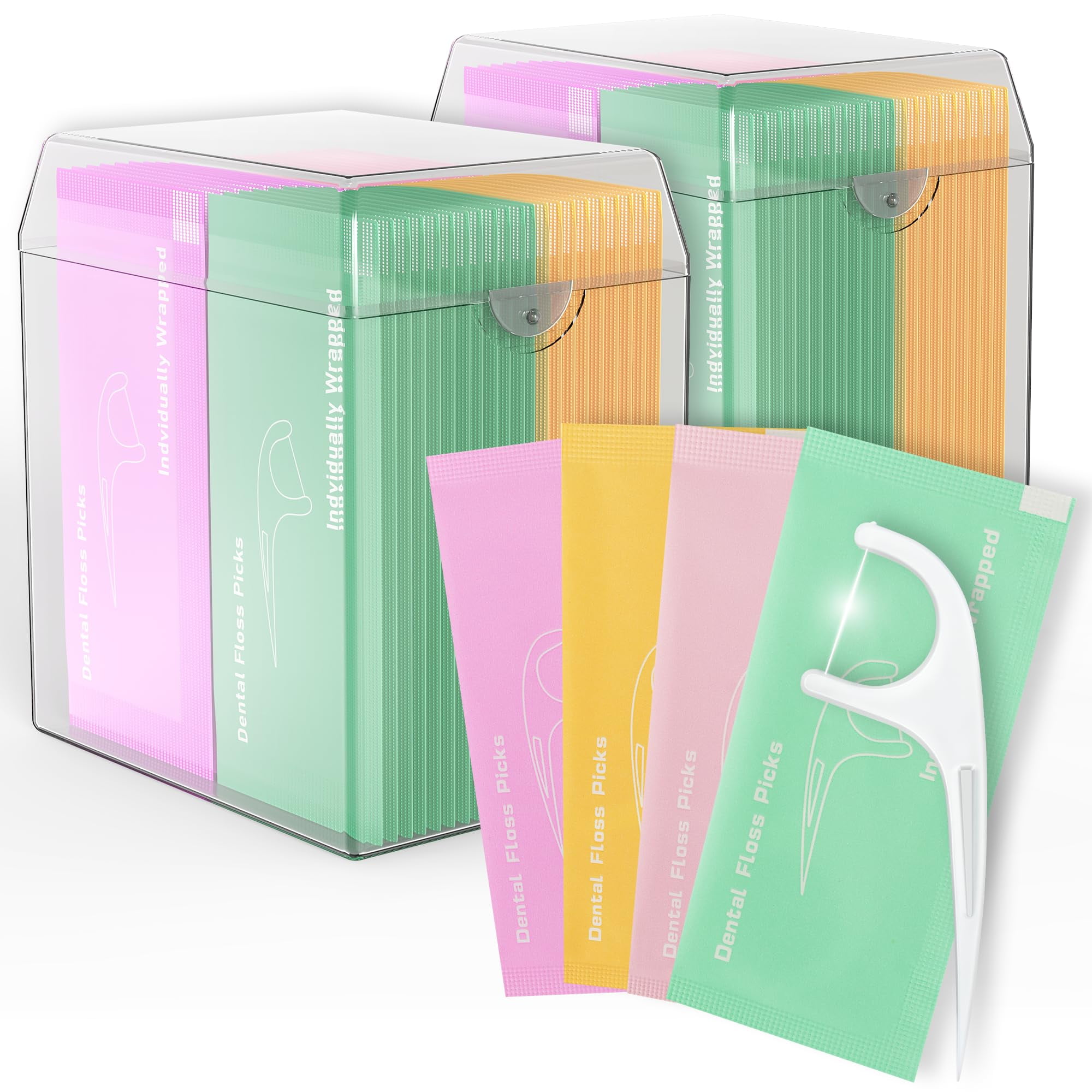 Individually Wrapped Floss Picks, MMF7 Multi-Color Oral Care Flossers ...