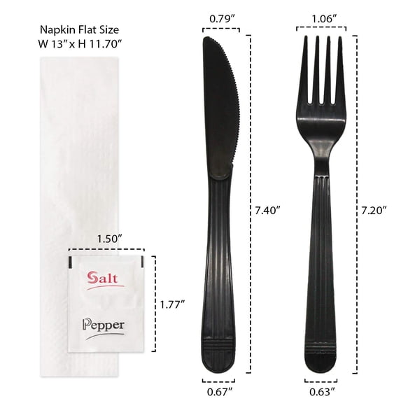 Individually Wrapped Plastic Cutlery Kits/Packets, Includes Heavy Duty ...