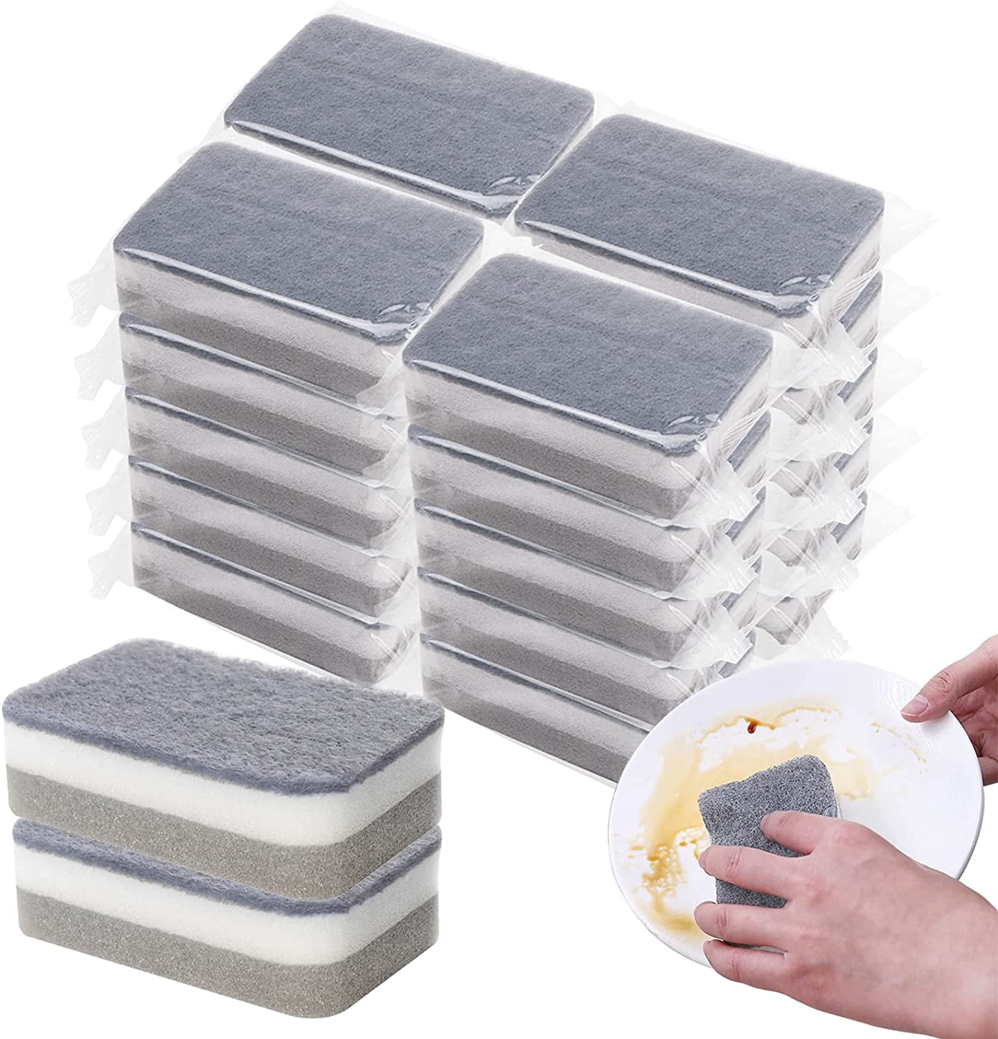 Individually Wrapped Sponges 40 Pack Kitchen Dishwashing Sponge Bulk ...