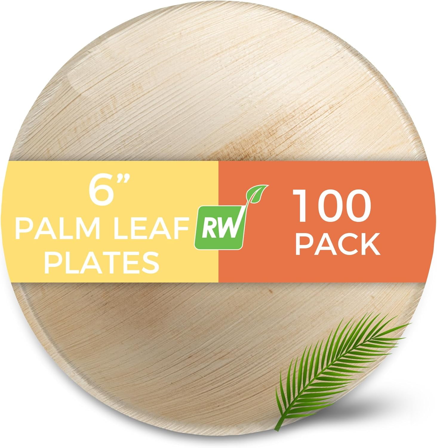 Indo 5.9 Inch Round Palm Plates 100 Microwavable Palm Leaf Dinner ...