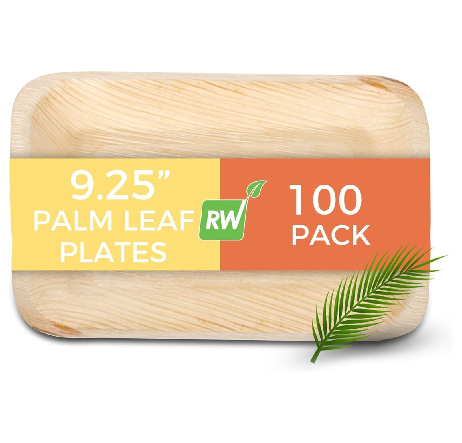 Indo 9.3 x 6.3 Inch Rectangle Palm Plates 100 Microwavable Palm Leaf ...