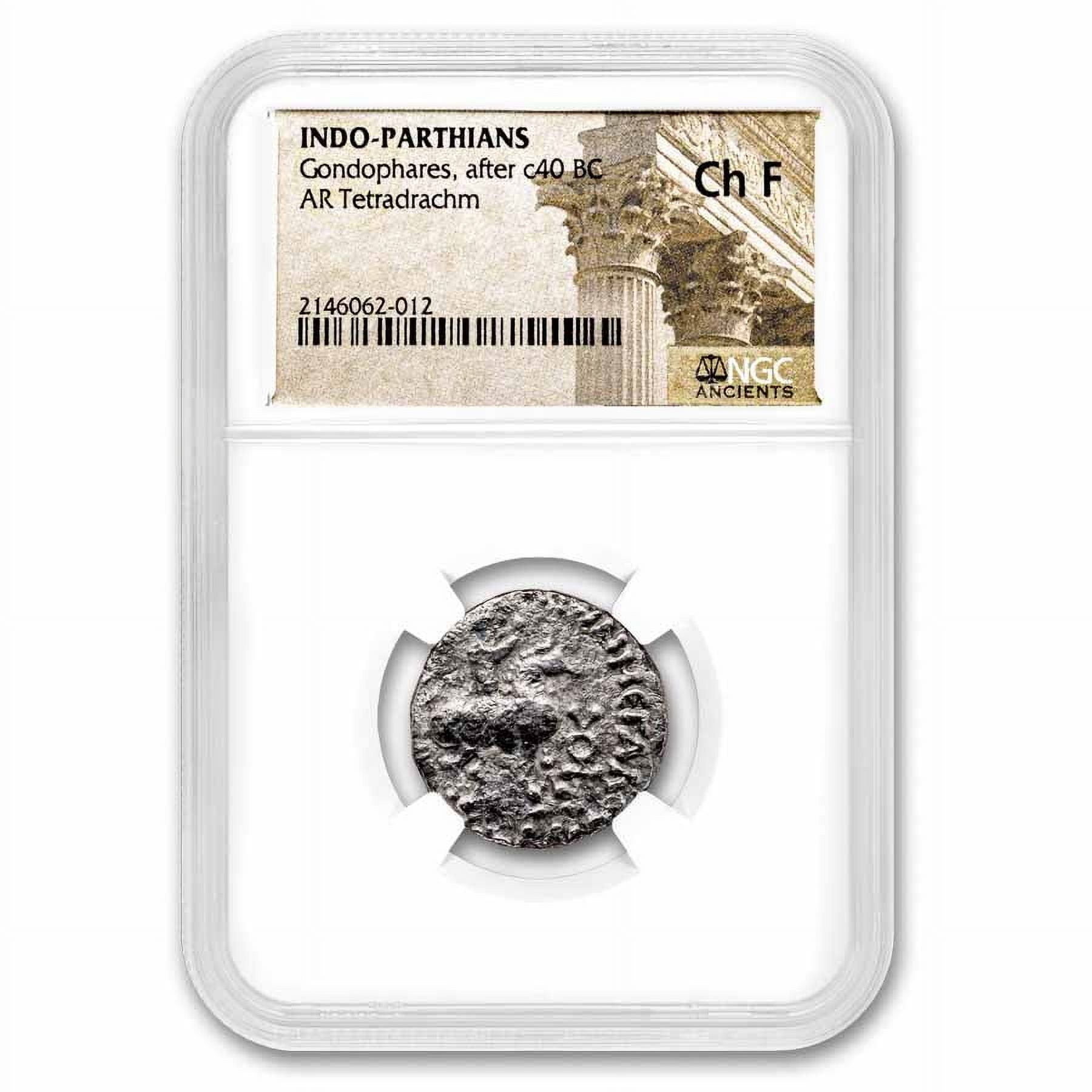 Indo-Parthians AR Tetradrachm Gondophares (after 40BC) Ch F NGC ...