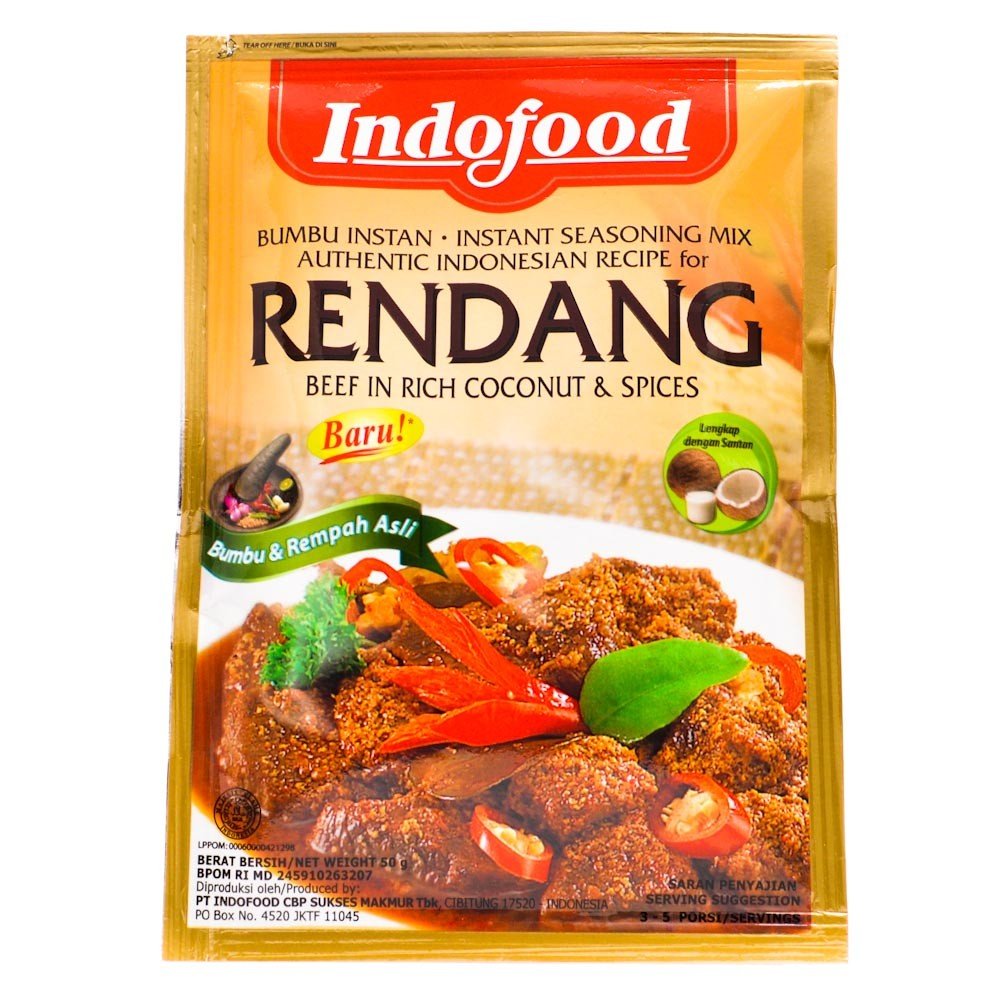 Indofood Rendang - Beef AKF18 in Chili & Coconut Seasoning, 50 Gram ...