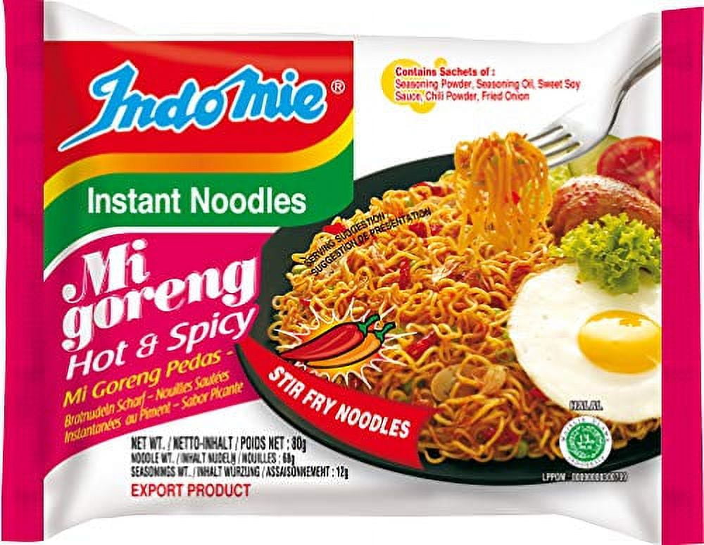 Indomie Mi Goreng Hot & Spicy Halal Certified Instant Noodles (30-Pack ...
