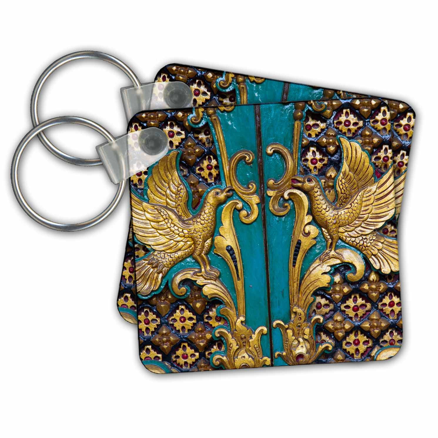 3dRose, Indonesia, Bali. Gilded carved temple doors with symbols of ...