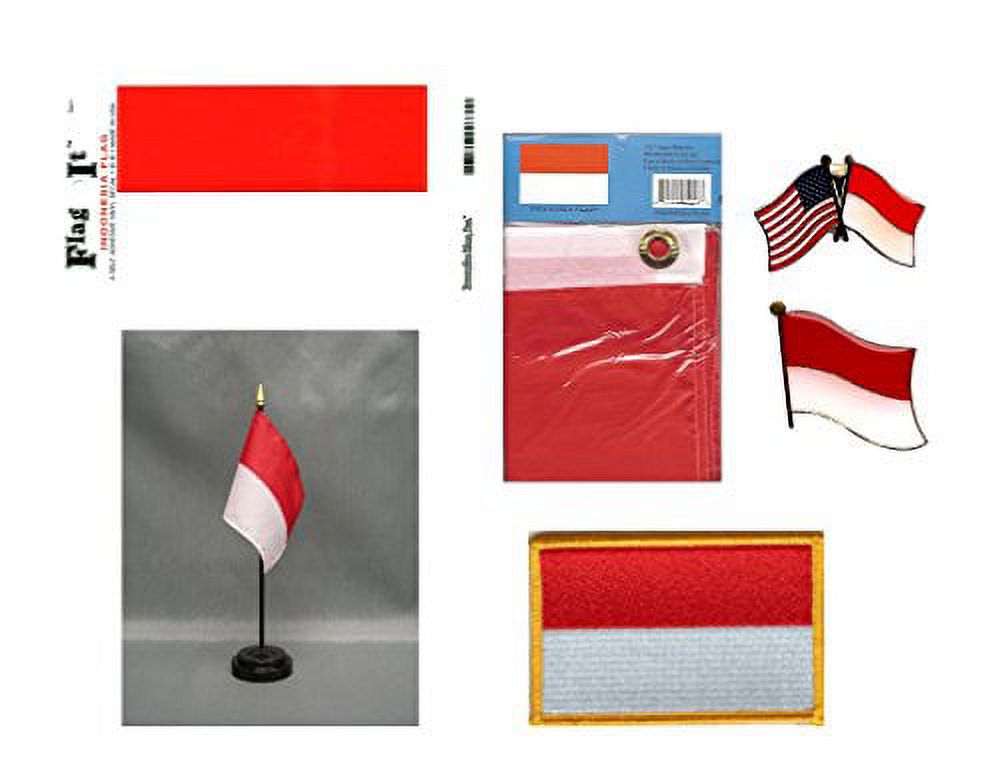 Indonesia Heritage Flag Pack - Includes a Indonesian 3x5' Flag, Vinyl ...