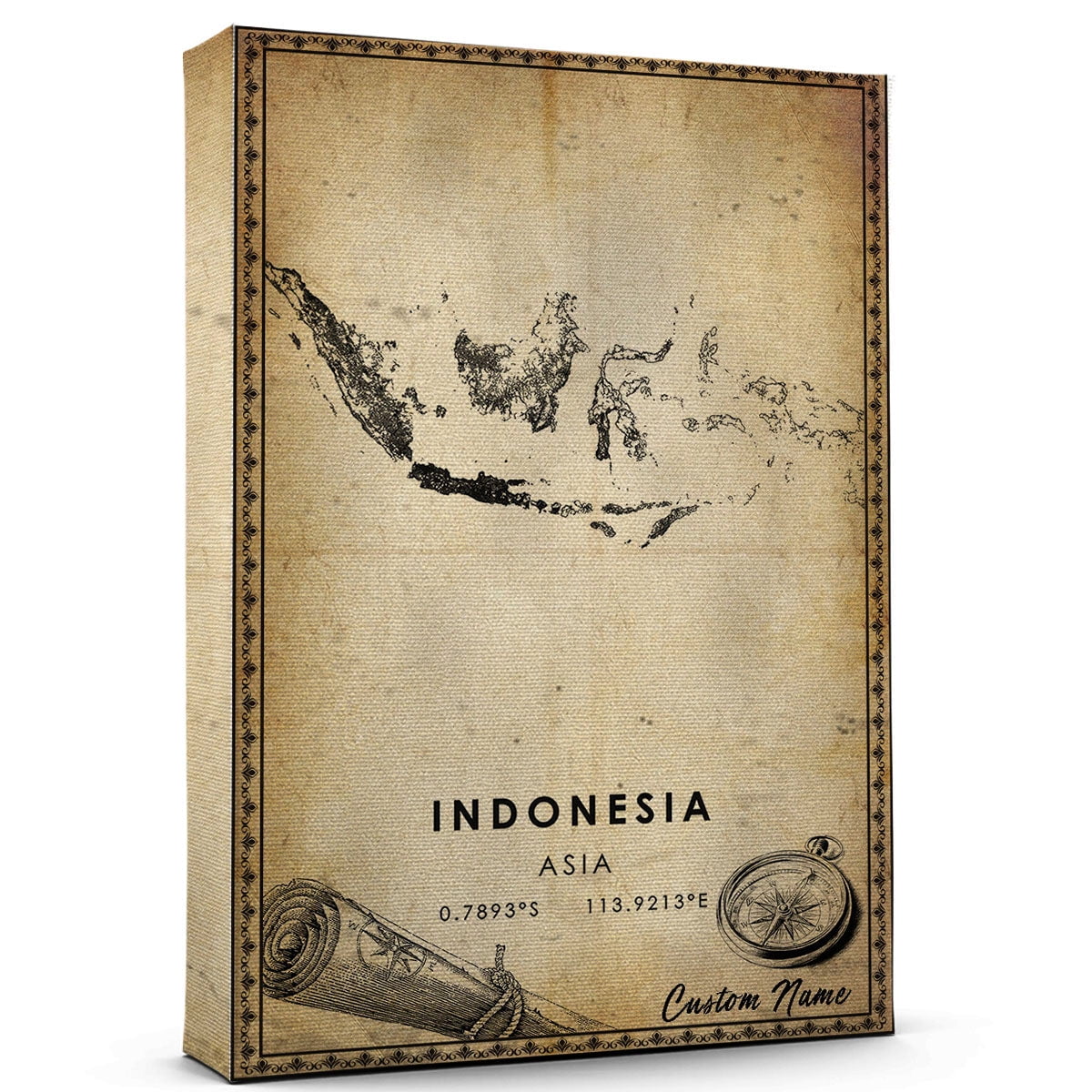 Indonesia Map Poster, Asia Map Art Poster, Canvas, Indonesia road map ...