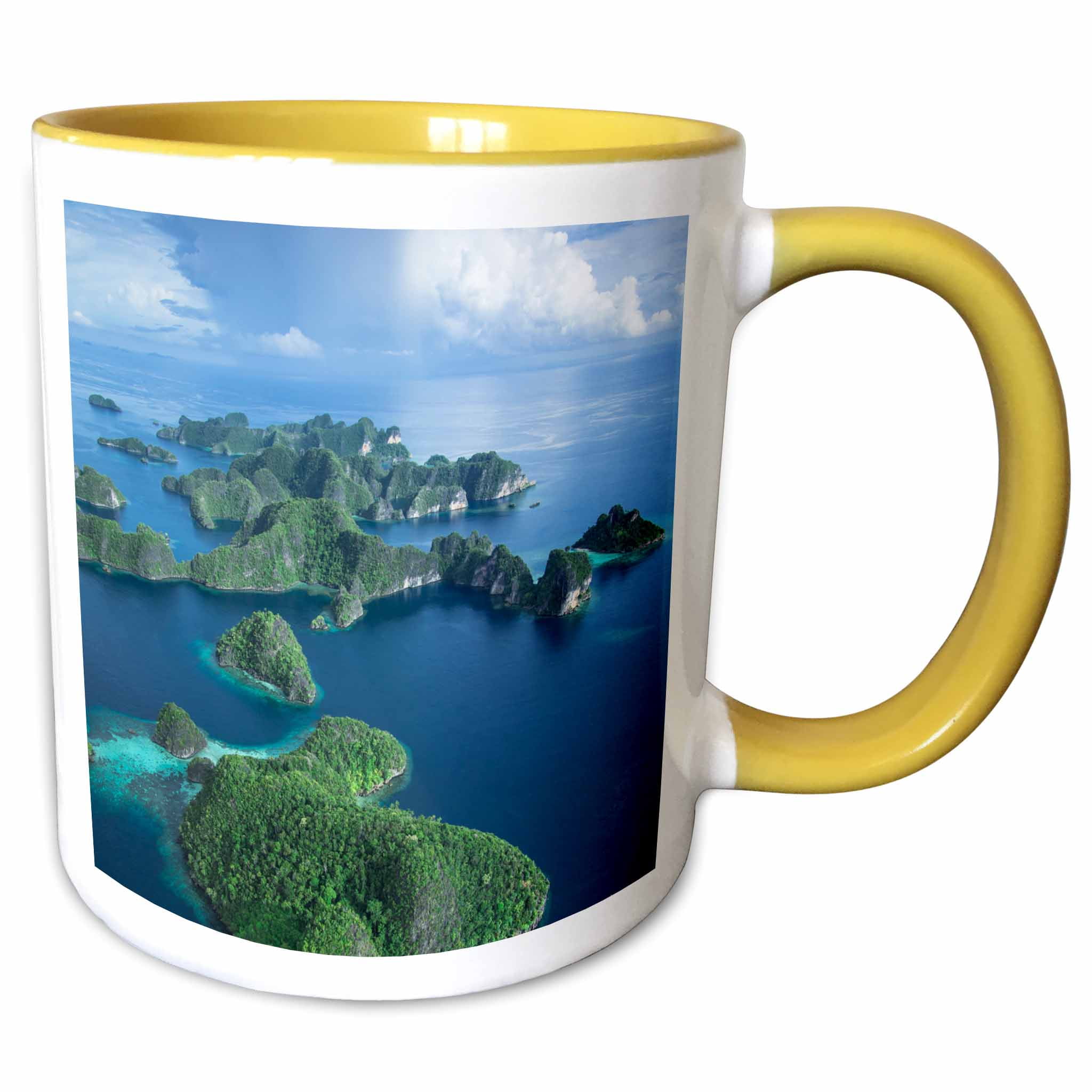 Indonesia, West Papua. Aerial of Raja Ampat islands. 11oz Two-Tone ...