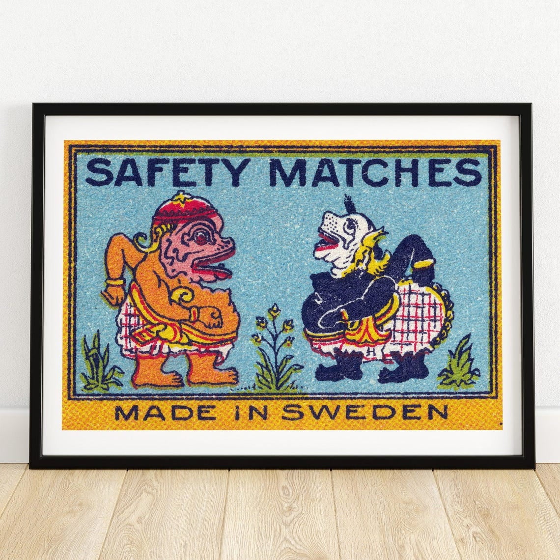 Indonesian Gods - Matchbox Print - Aesthetic Wall Art - Vintage Swedish ...