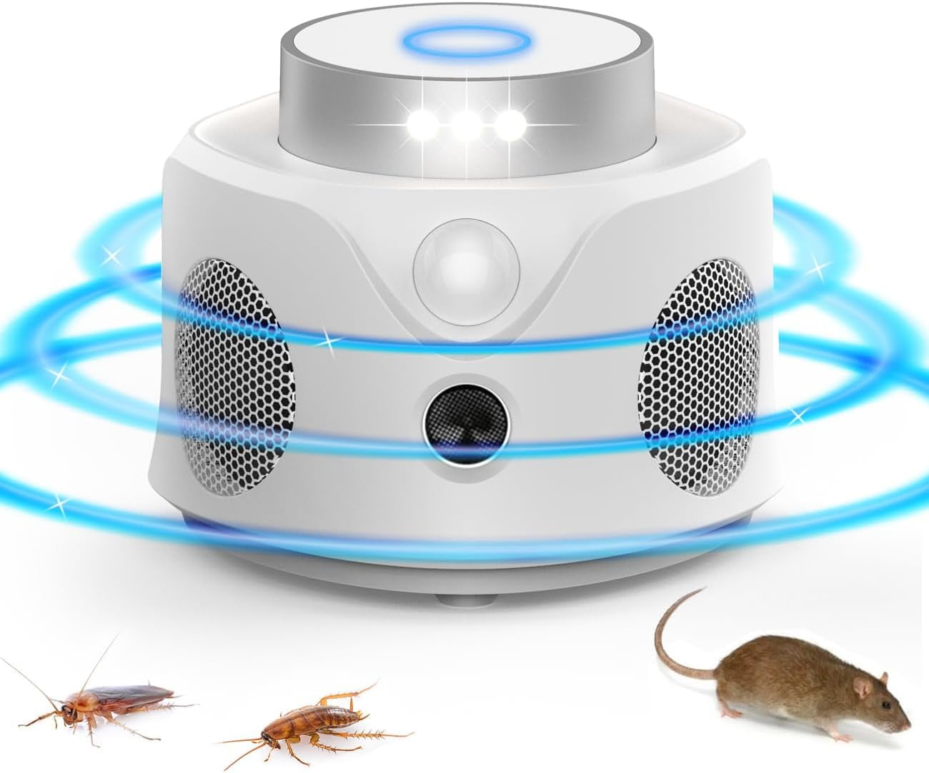 Indoor 360° Ultrasonic Rat Mouse Repellent, 4 Pir Sensor Mice Repellent ...