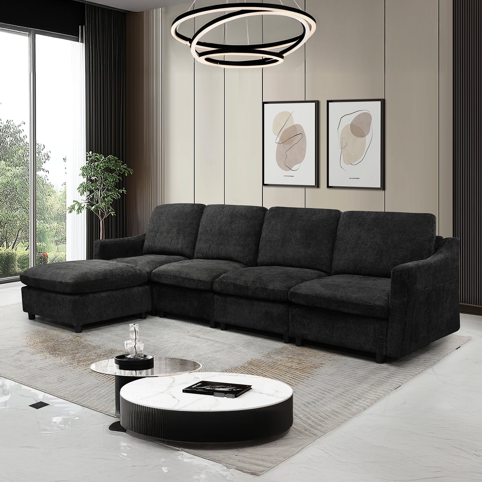Indoor 5-seat Armless Sectional Sofa with Reversible Chaise, Super ...