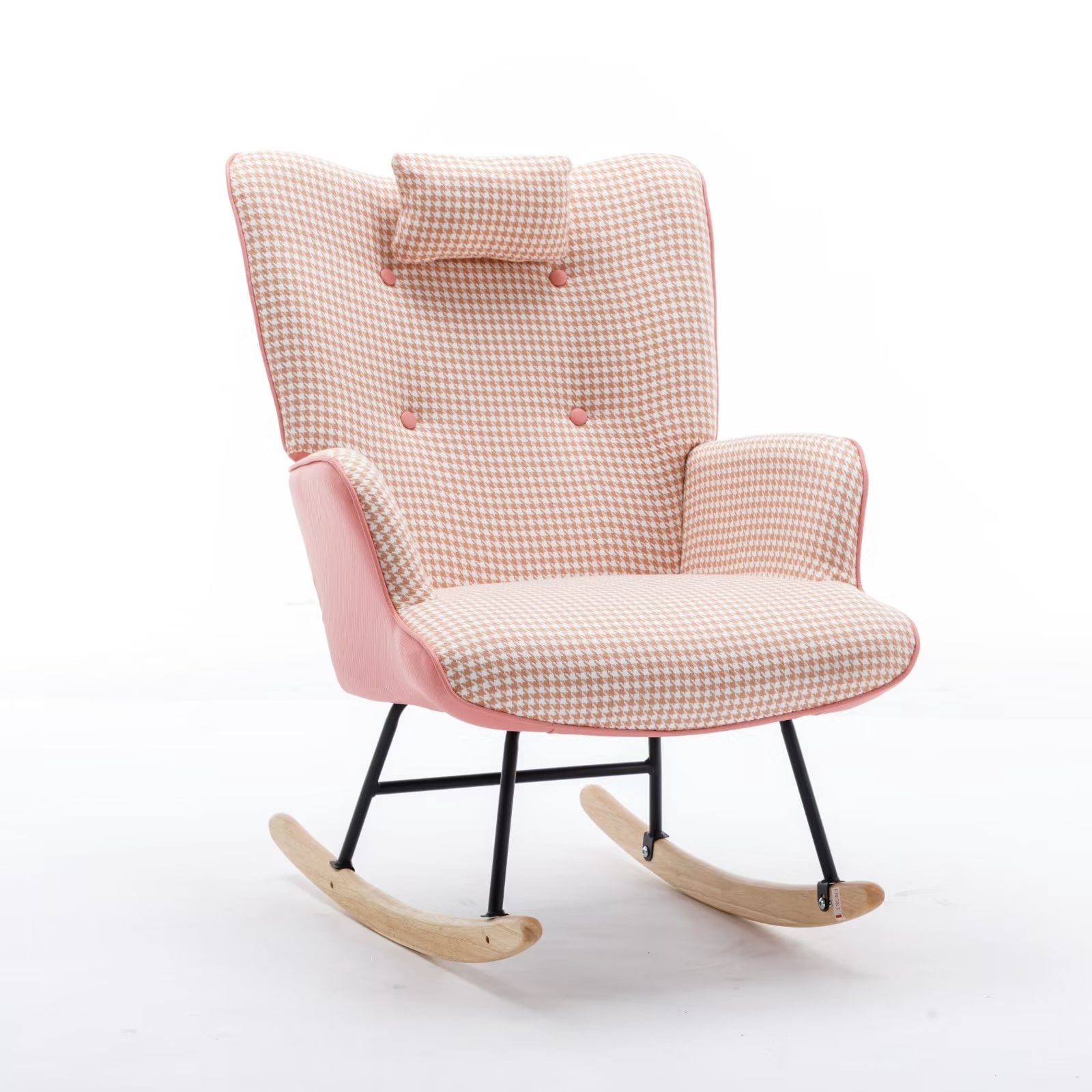 Indoor Accent Rocking Chairs, Cotton Cloth Leather Fabric Upholstered ...