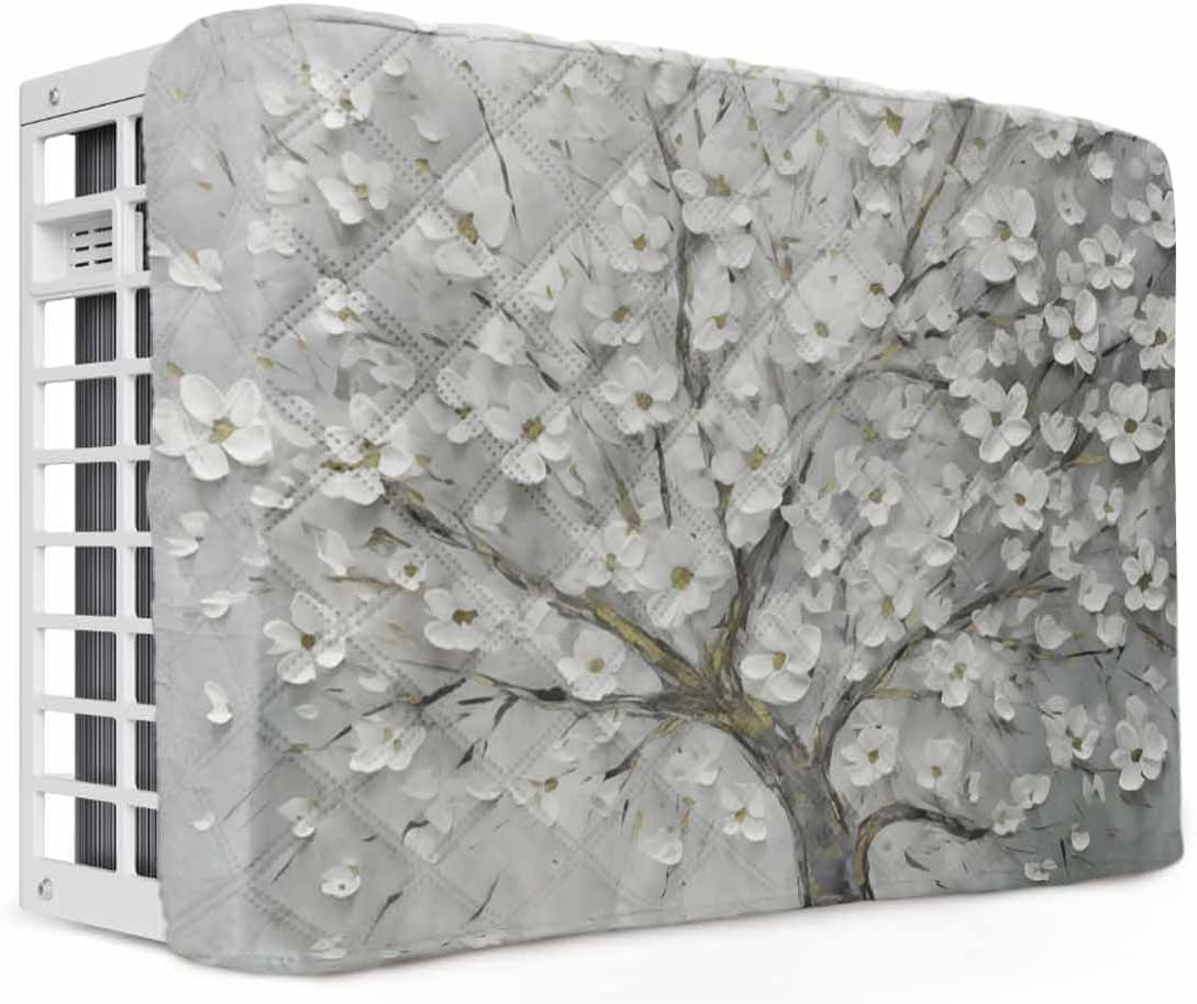 Indoor Air Conditioner Cover, Grey Flowers Air Conditioner Covers for ...