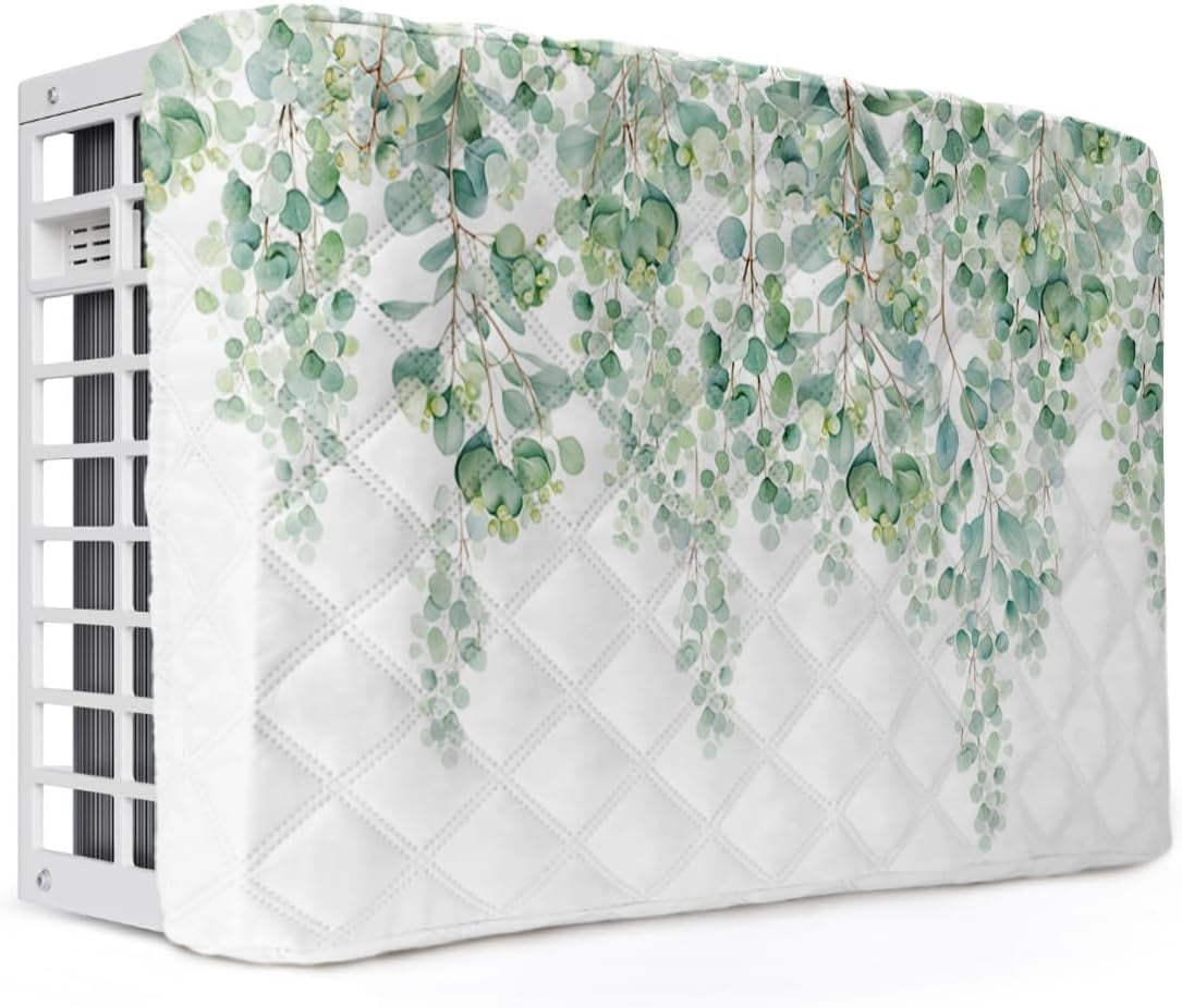 Indoor Air Conditioner Cover, Spring Green Leaf Watercolor Style ...