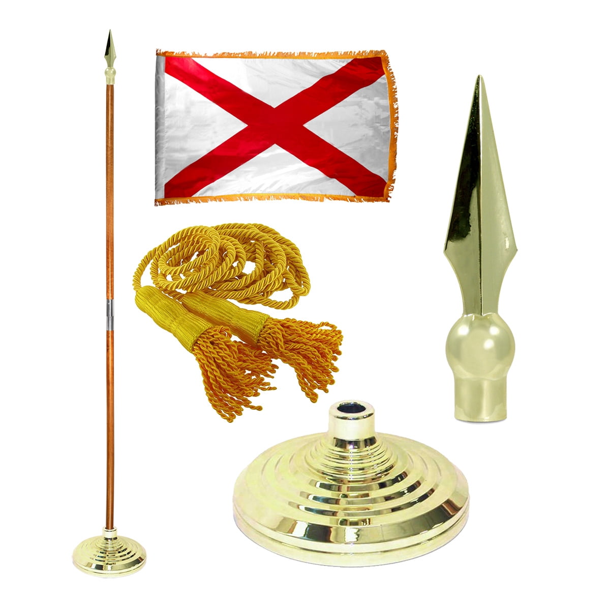 Indoor Alabama State Flag Kit - 7ft Pole - Spear Metal - Walmart.com