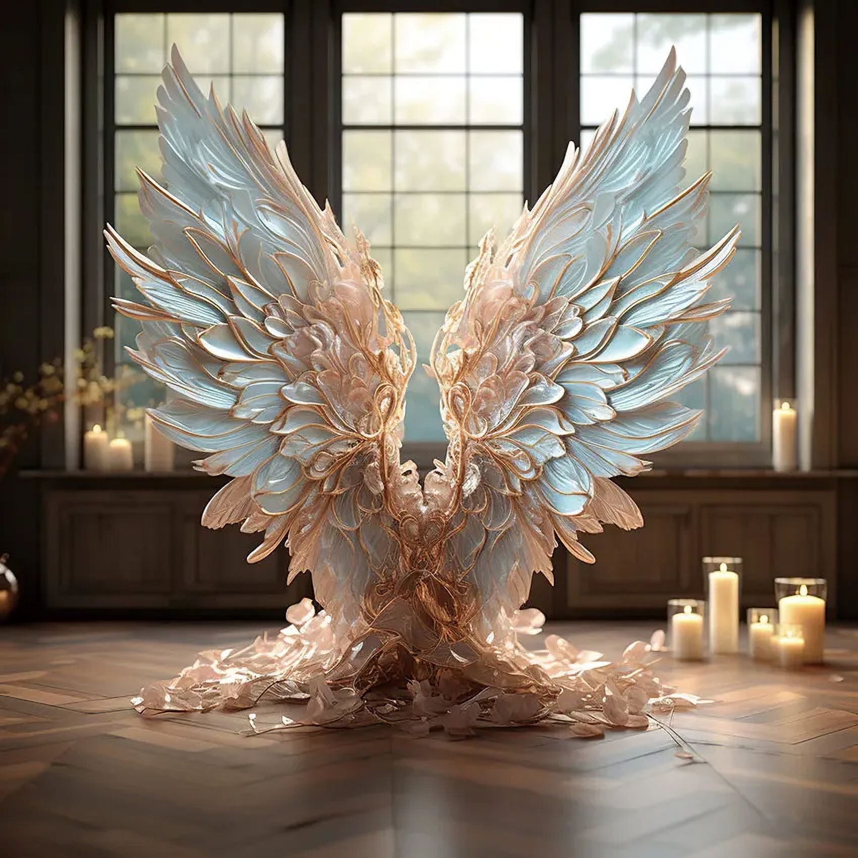 Indoor Angel Wings Floral Adult Birthday Wedding Maternity Portrait r ...