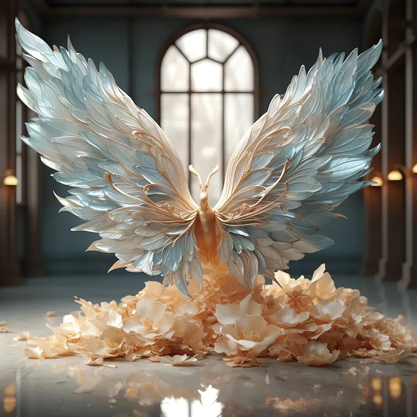 Indoor Angel Wings Floral Adult Birthday Wedding Maternity Portrait r ...