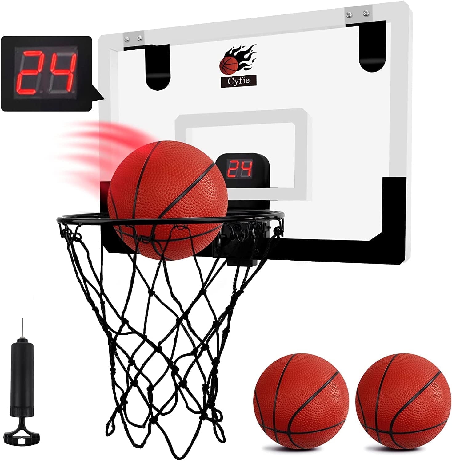 Cyfie Indoor Mini Basketball Hoop for Office & Bedroom, Over the Door ...