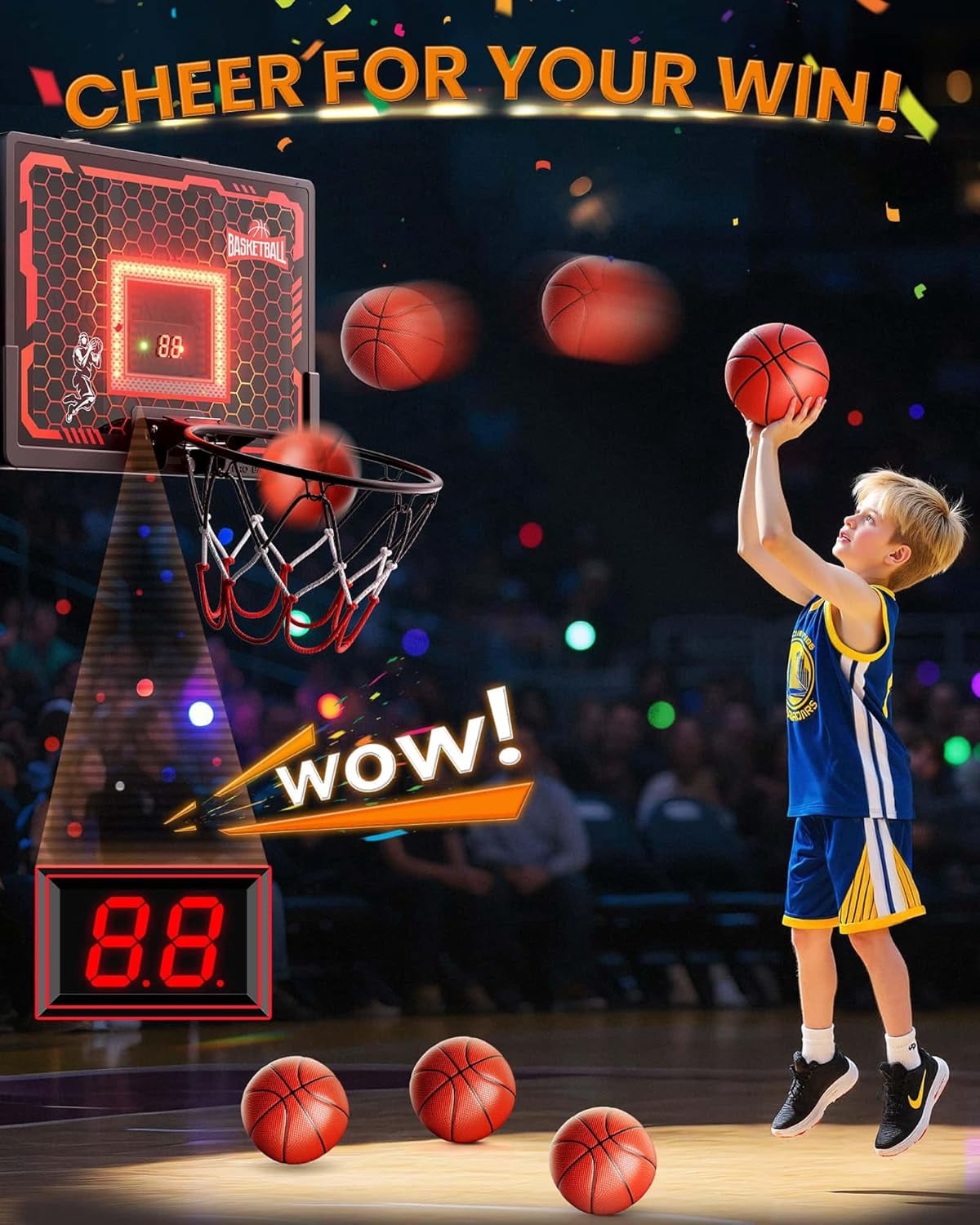 Indoor Basketball Hoop Pro for Kids, Over The Door Basketball Hoop with ...