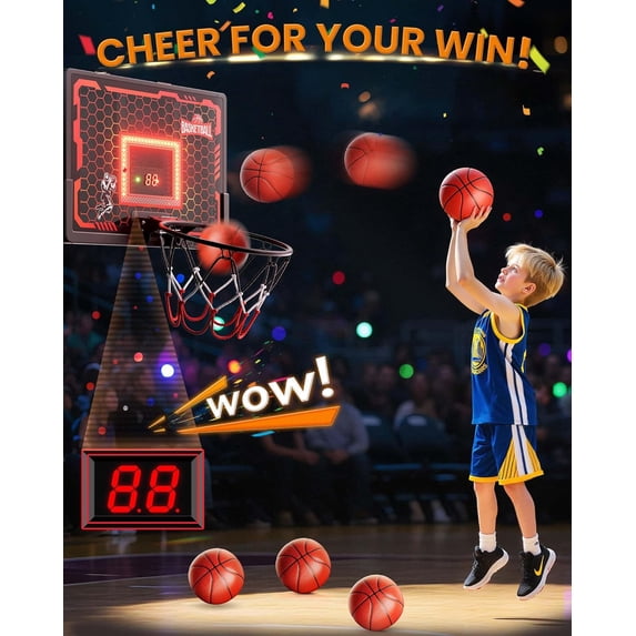 Indoor Basketball Hoop Pro for Kids, Over The Door Basketball Hoop with ...