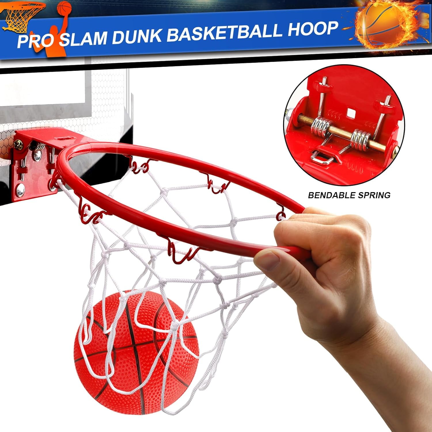 Indoor Basketball Hoop Set, Wall Mount Basketball Hoop for Yard Outdoor ...