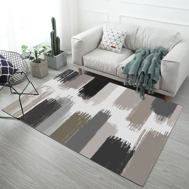 Indoor Black White Gray Rug, Easy Cleaning, Non Shedding, Bed Room ...