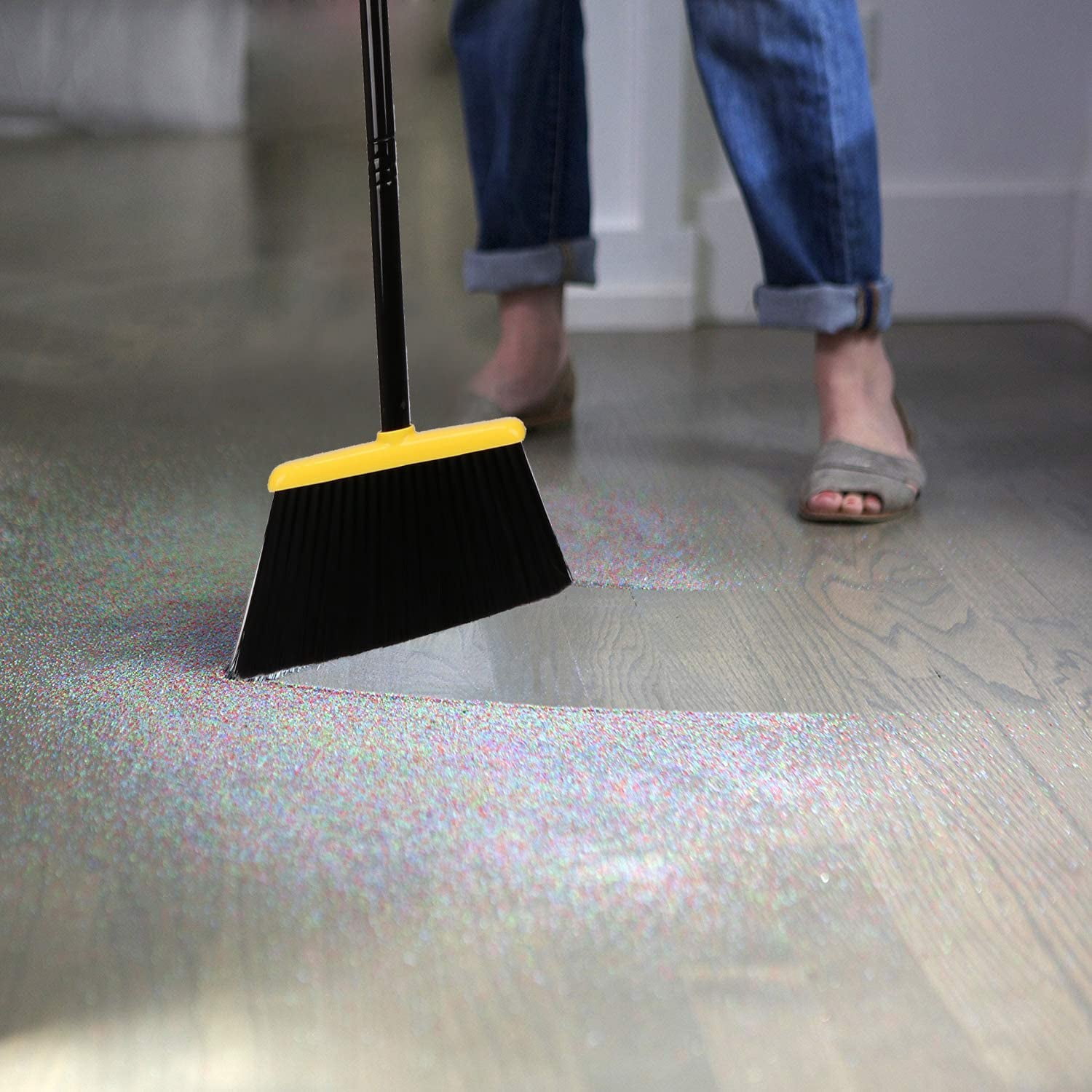 Indoor Broom and Dustpan Set, 54" Long Handle Angle Kitchen Broom for ...