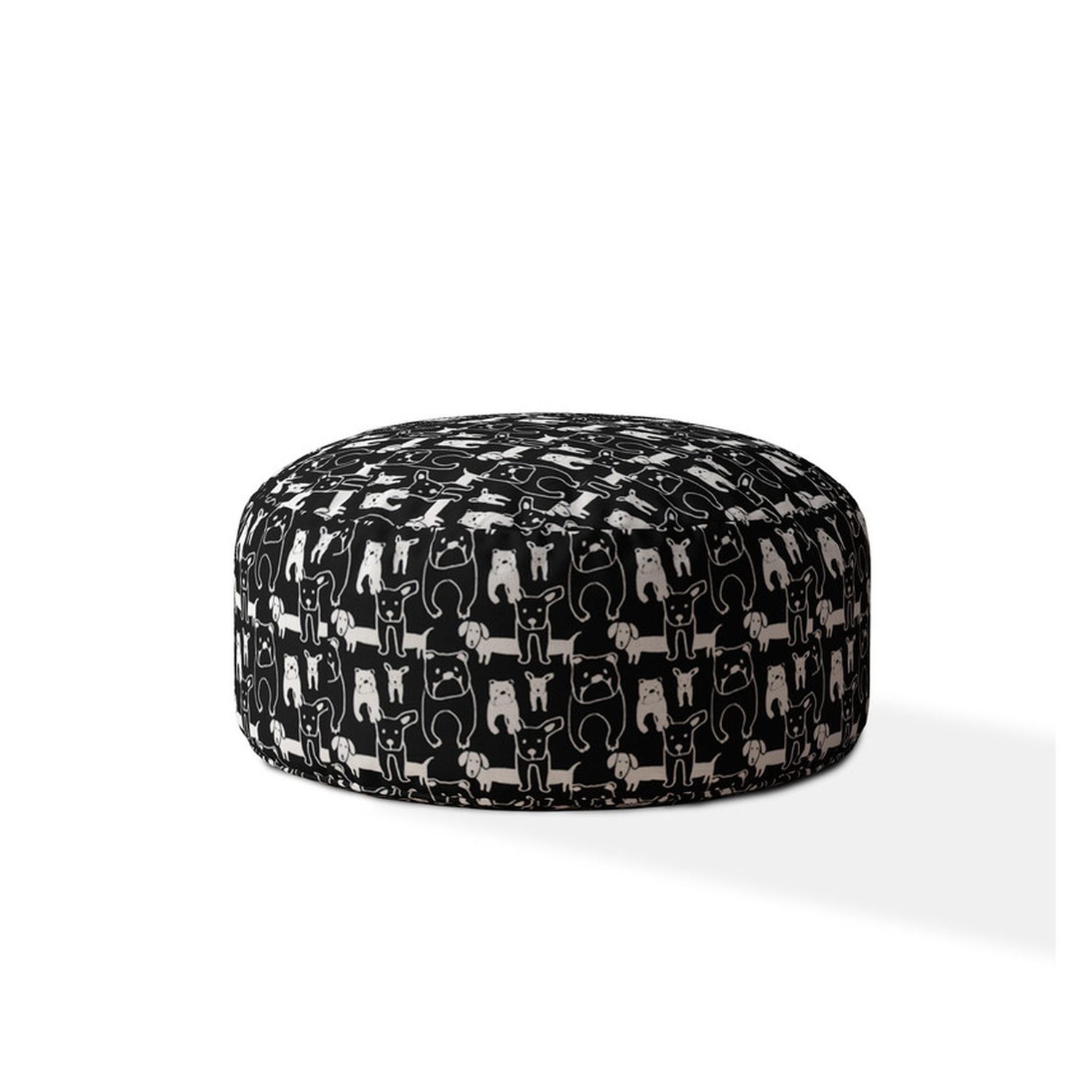 Indoor Buster Black Round Zipper Pouf- Cover Only- 24In Dia X 20In Tall ...