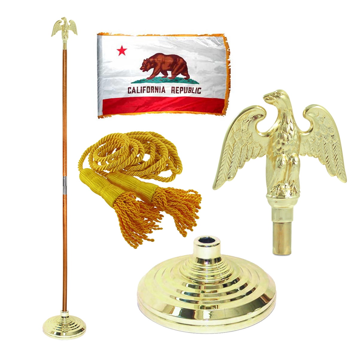 Indoor California State Flag Kit - 7ft Pole - Metal Eagle - Walmart ...