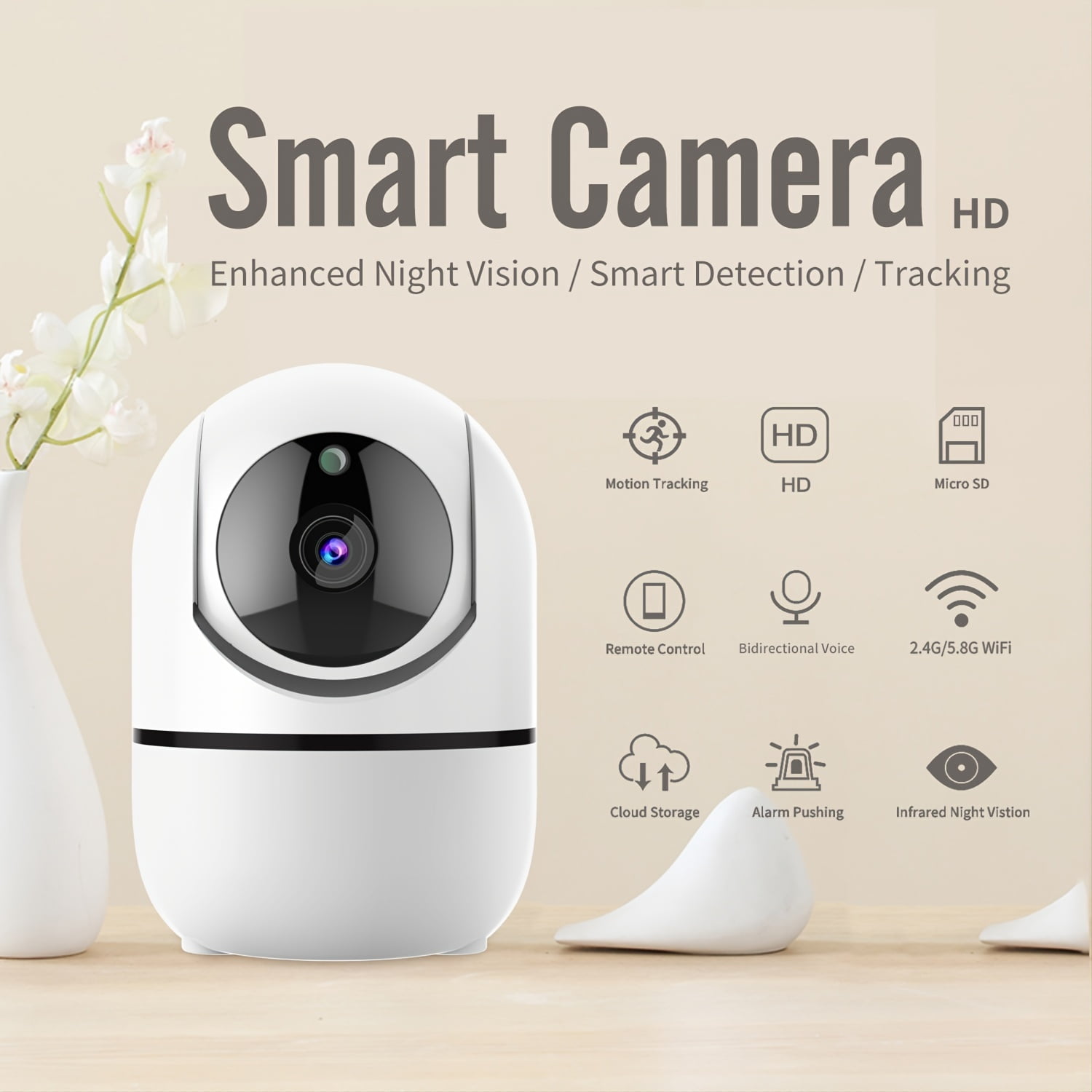 Indoor Camera, 1080P FHD 2.4GHz WiFi Pet Camera, Home Camera For Pet ...