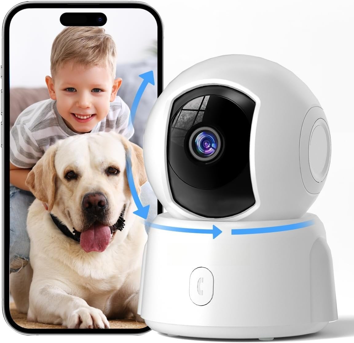 Indoor Camera , Pet Camera for , Cam Pan/Tilt, Motion , 2-Way Audio ...