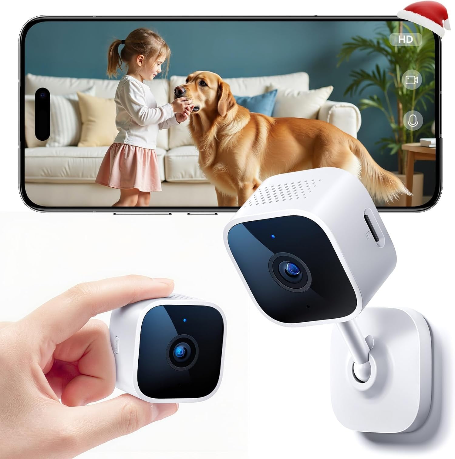 Indoor Camera, WiFi Camera for /Pet/, Motion Detect, Night Vision, 2 ...