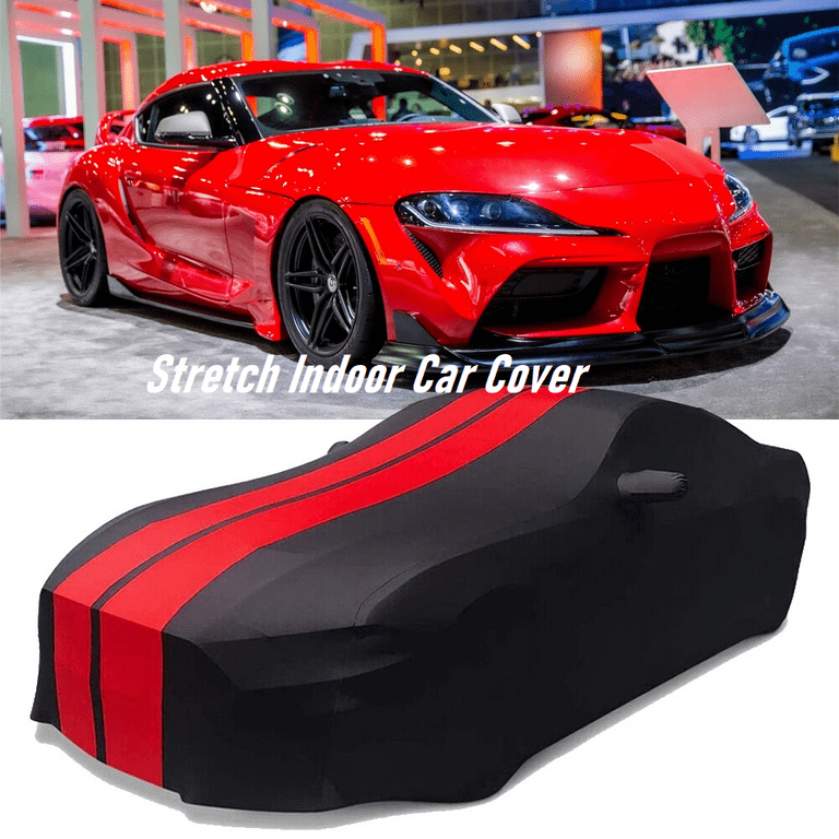 Indoor Car Cover for Toyota GR Supra 2020 2022 Stretchy Satin Indoor Dust Proof UV Protection with Stroage Bag Black Red Size Length Can Be