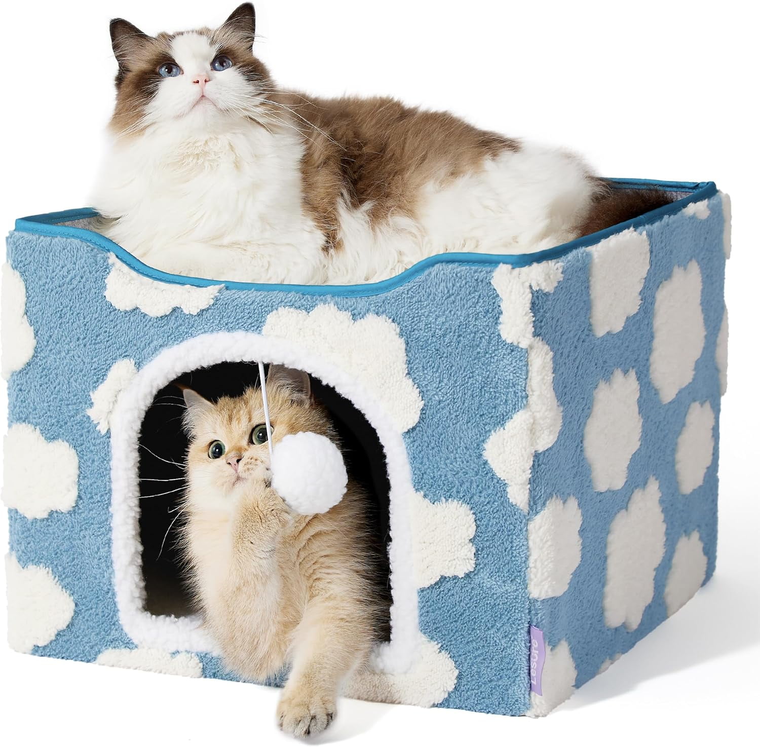 Indoor Cat Beds Kitten House - Large Cat Cave for Pet Cube with Fluffy ...