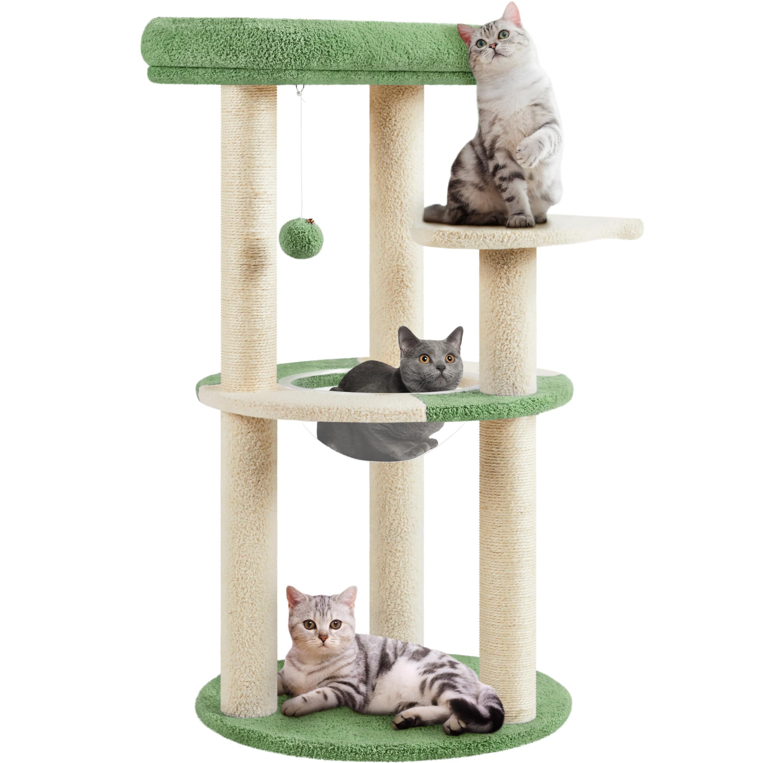 Indoor Cat Tree, Multi-Level Cat Furniture with Scratching Posts, Soft ...