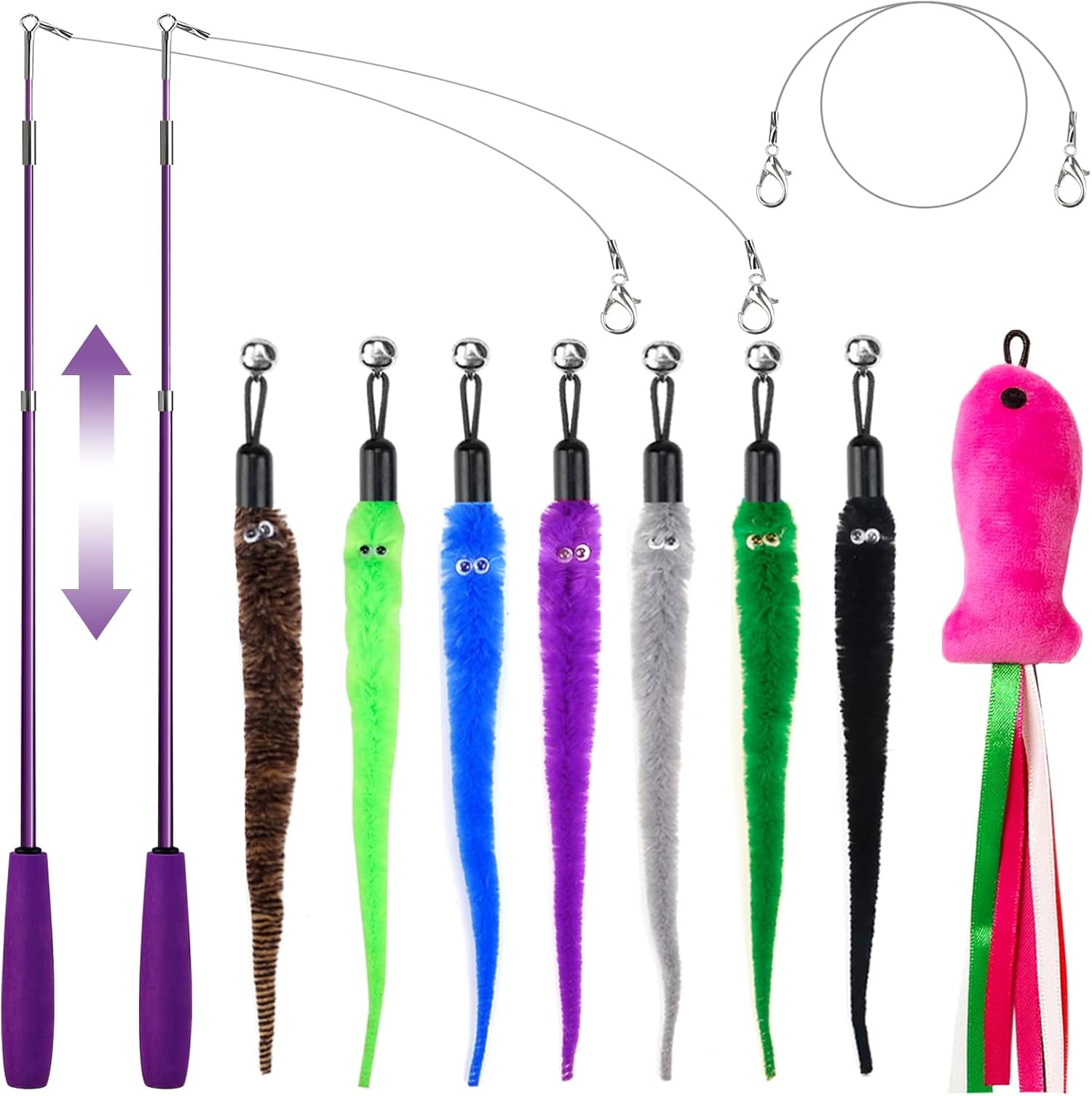 for Indoor Cats, 11 count Interactive Wand , 2 Retractable Wand & 7 ...