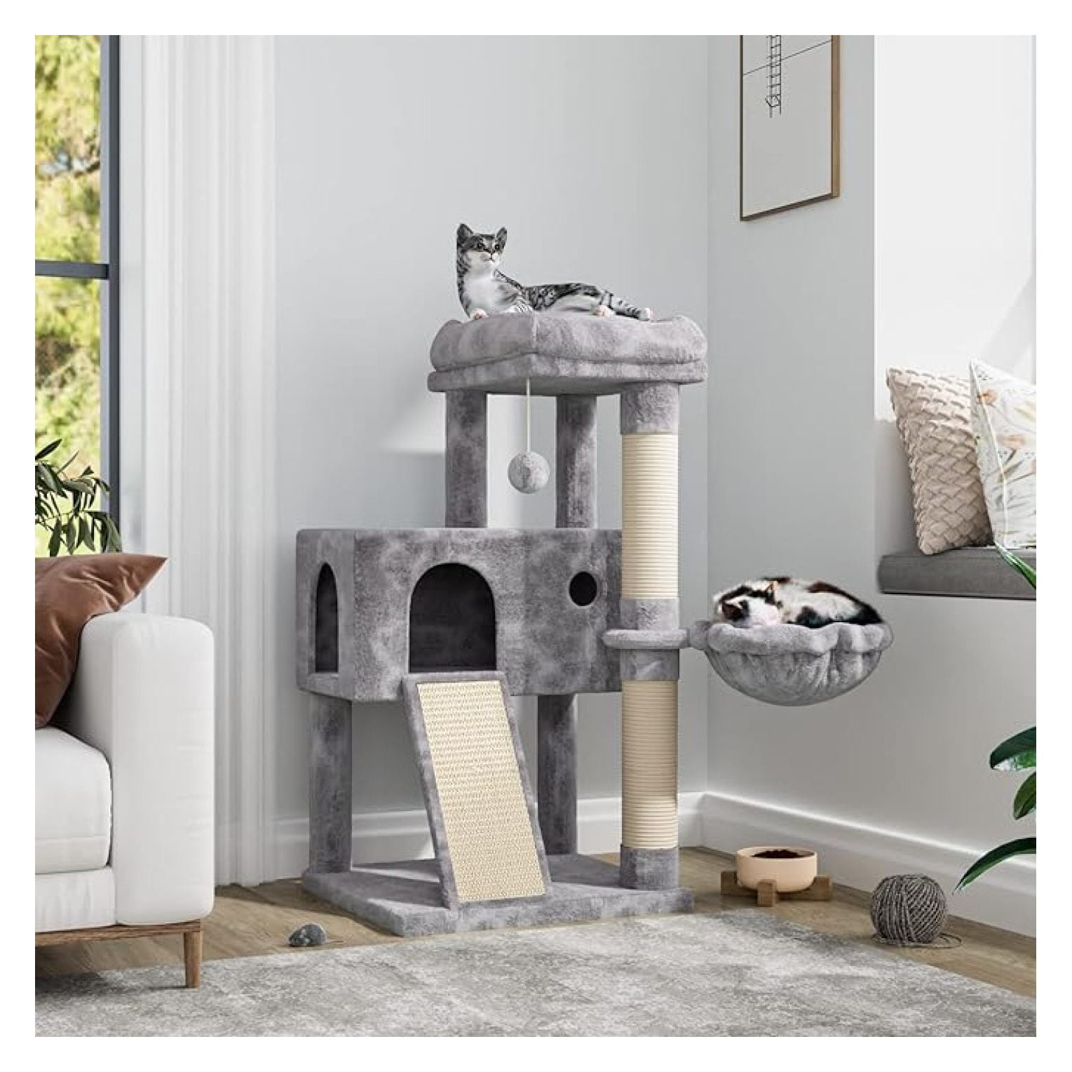 for Indoor Cats, Multi-Level Cat House Condo with Large Perch ...