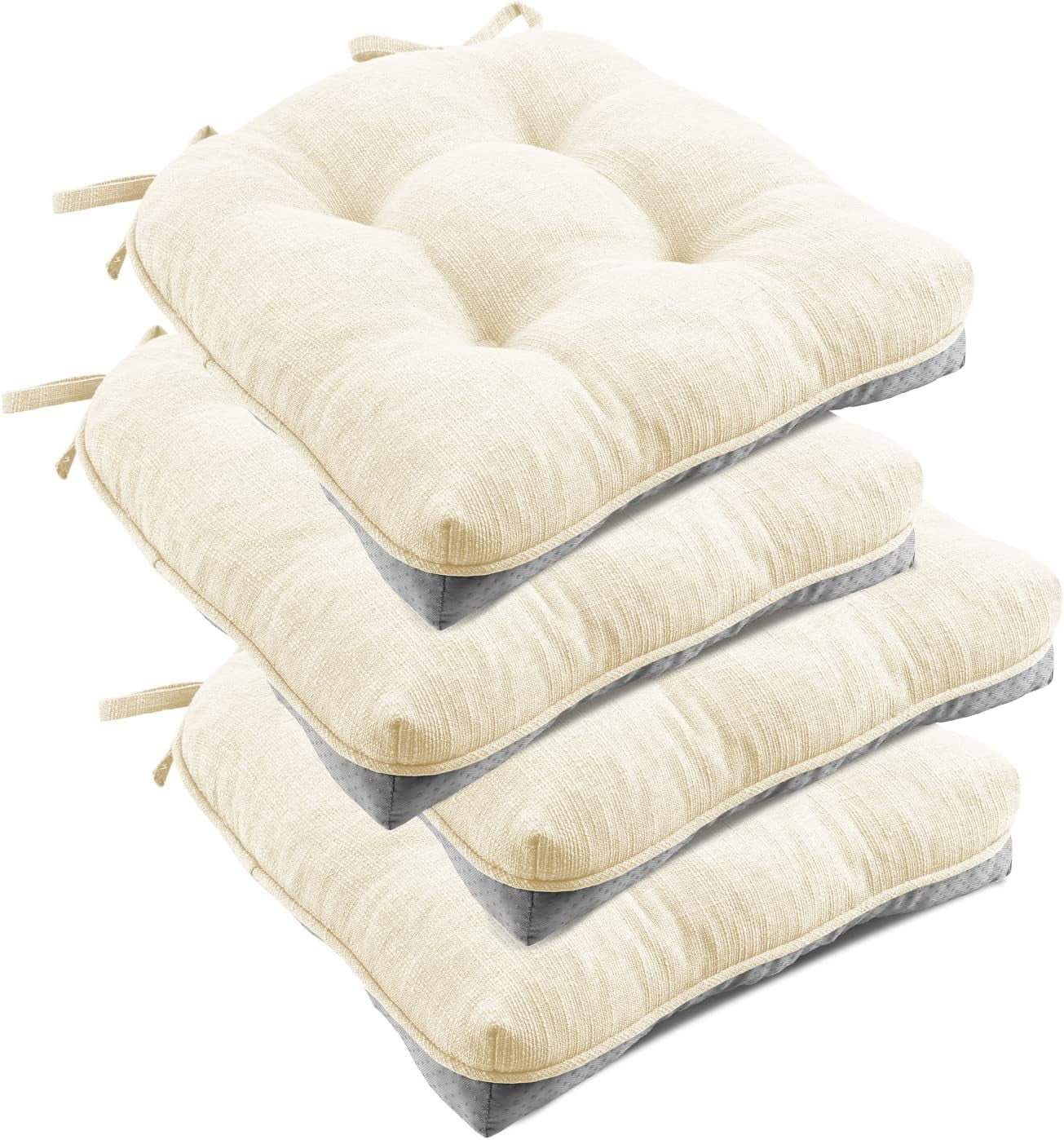 Indoor Chair Cushions for Dining Chairs, Tufted Overstuffed Textured ...