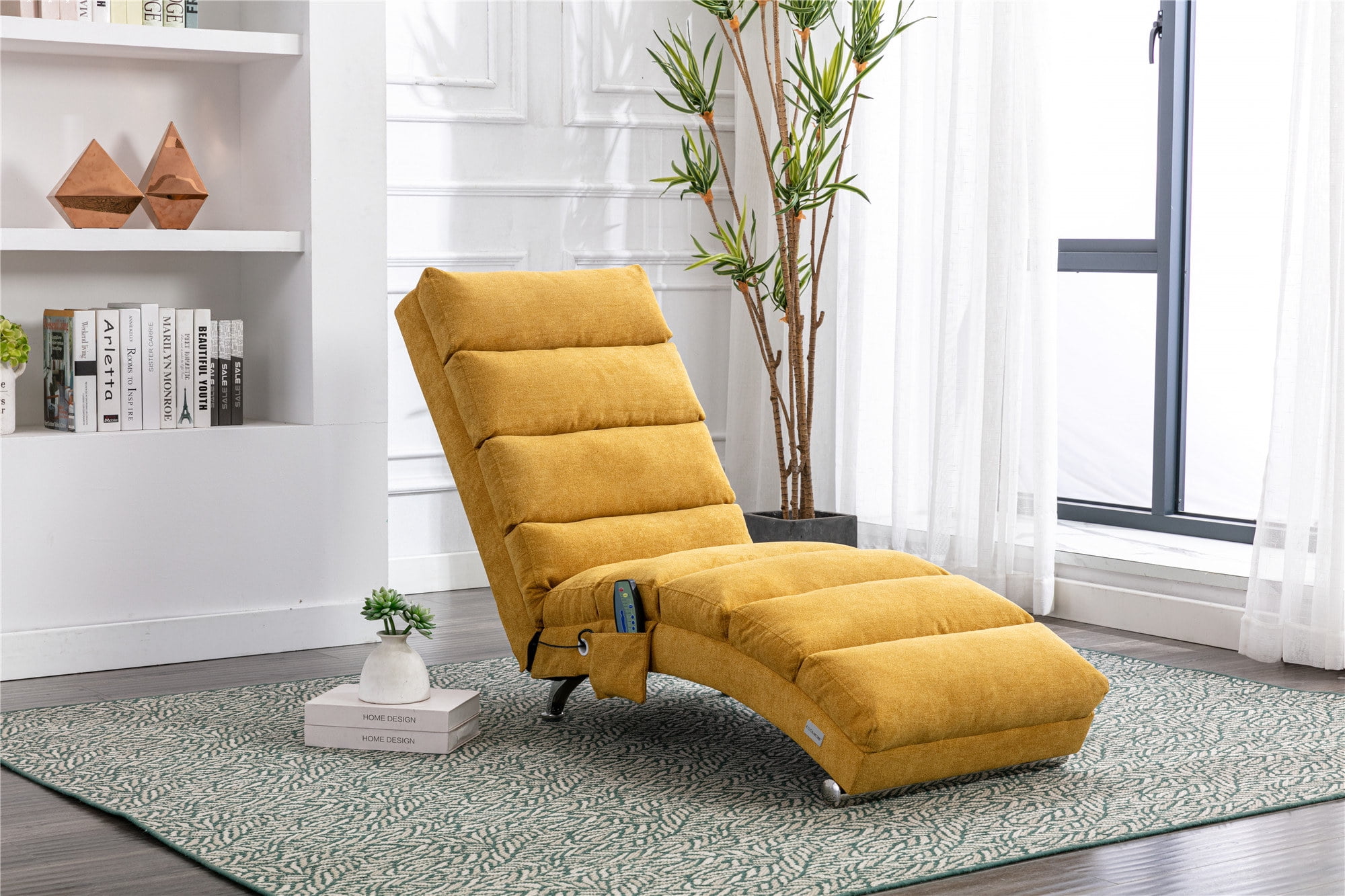 Indoor Chaise Lounge Chair, Linen Electric Massage Recliner Sleeper ...