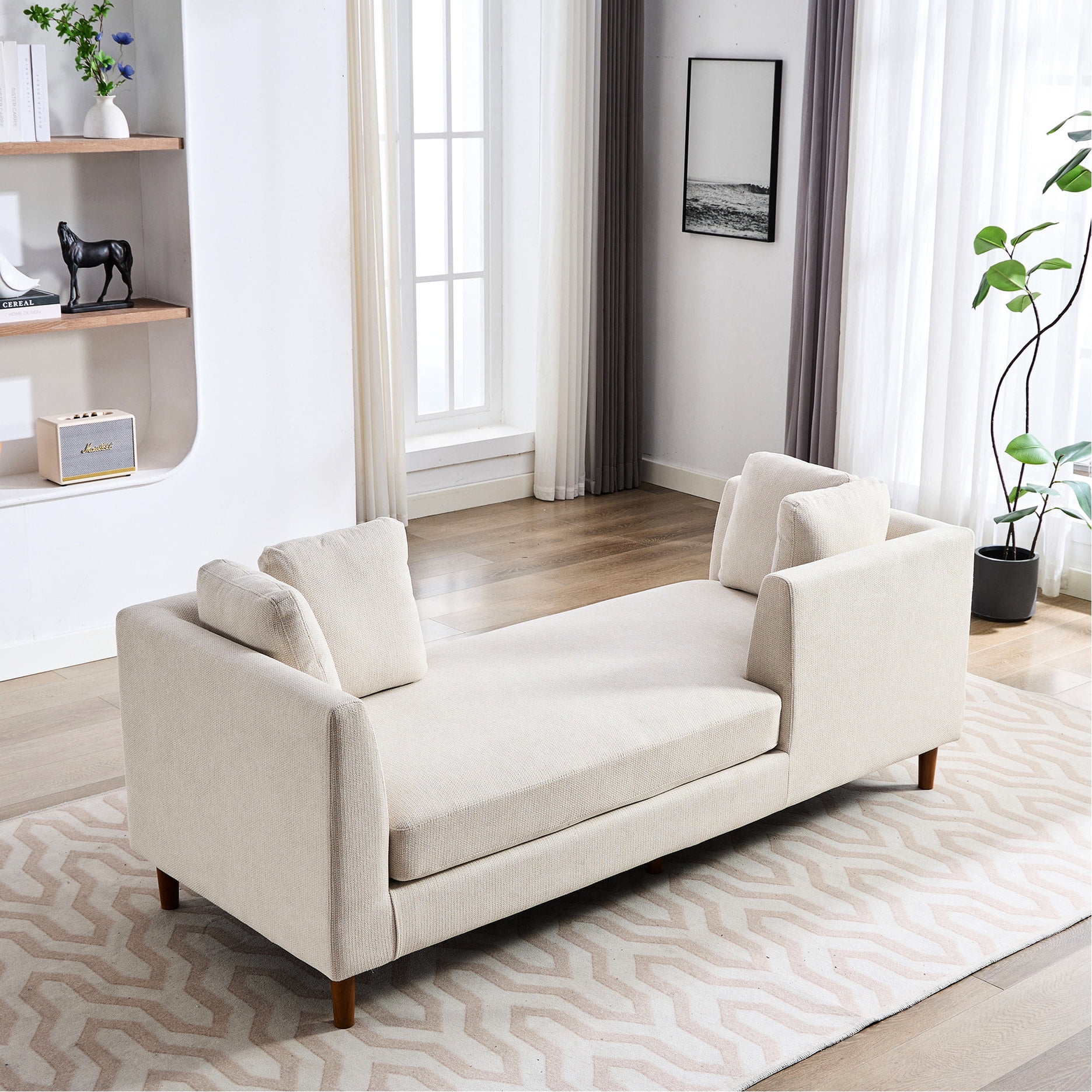 Indoor Chenille Chaise Lounge | Comfortable Sponge Cushioning | Sturdy ...