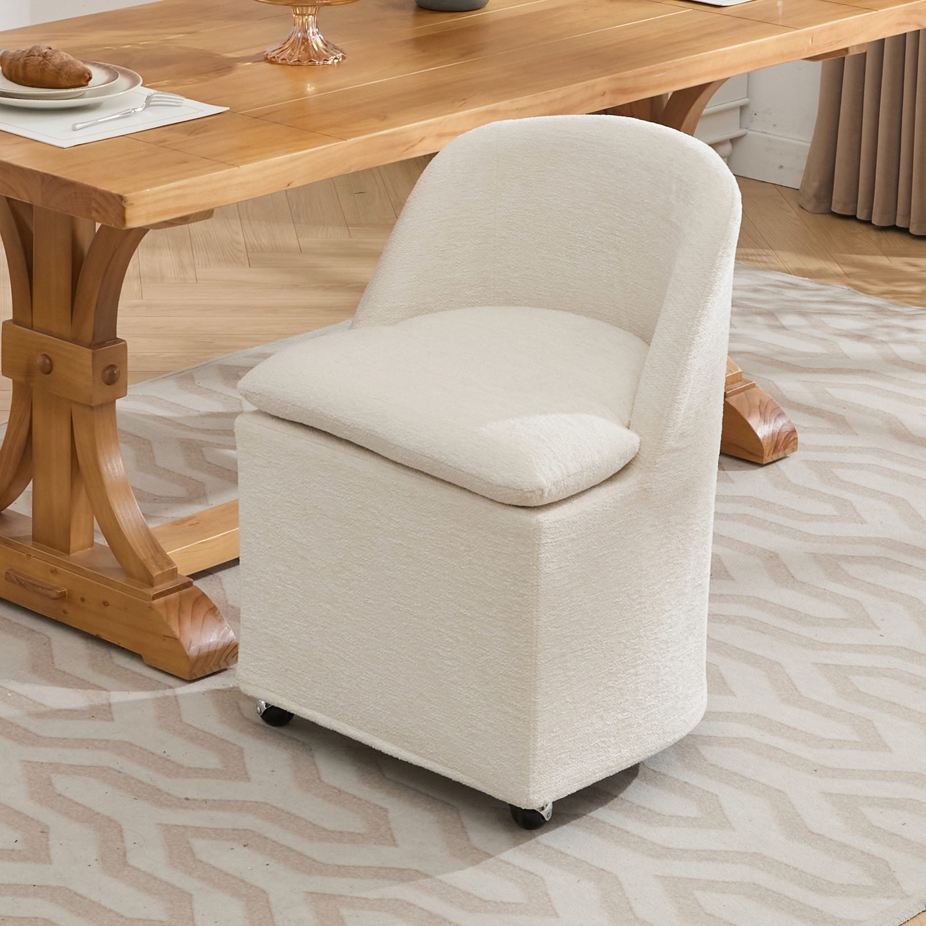 Indoor Chenille Dining Chairs Set | 360° Revolving Feature | Wood and ...
