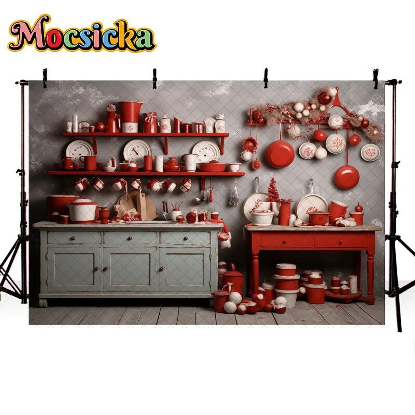 Indoor Christmas Kitchen Backdrop For Kids Family Portraits Photography ...