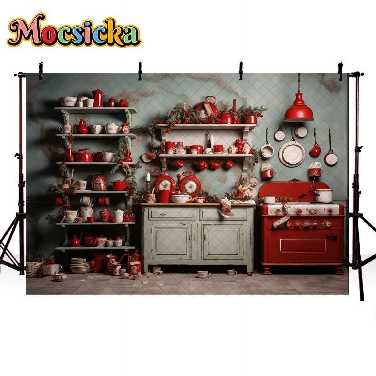 Indoor Christmas Kitchen Backdrop For Kids Family Portraits Photography ...