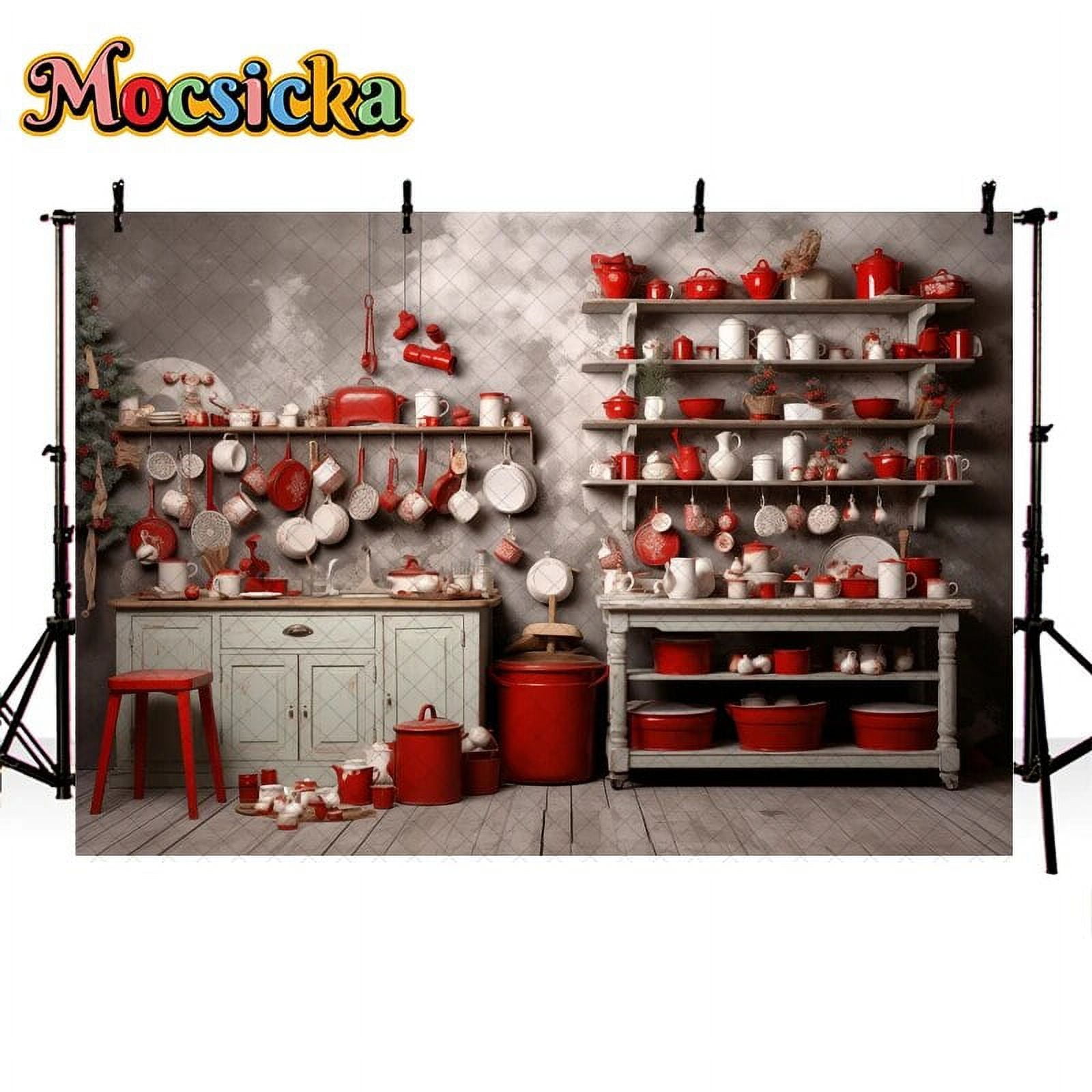 Indoor Christmas Kitchen Backdrop For Kids Family Portraits Photography ...