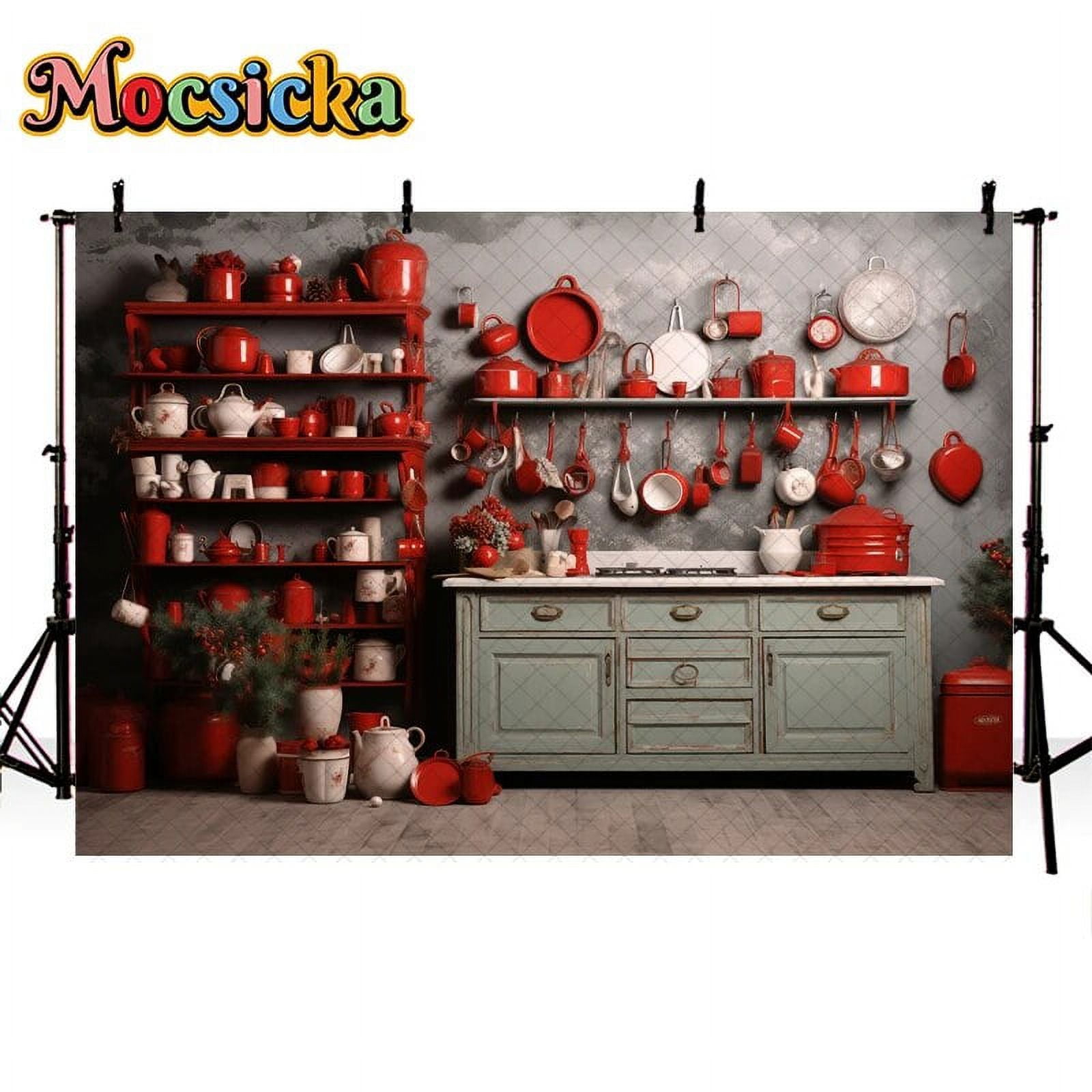 Indoor Christmas Kitchen Backdrop For Kids Family Portraits Photography ...