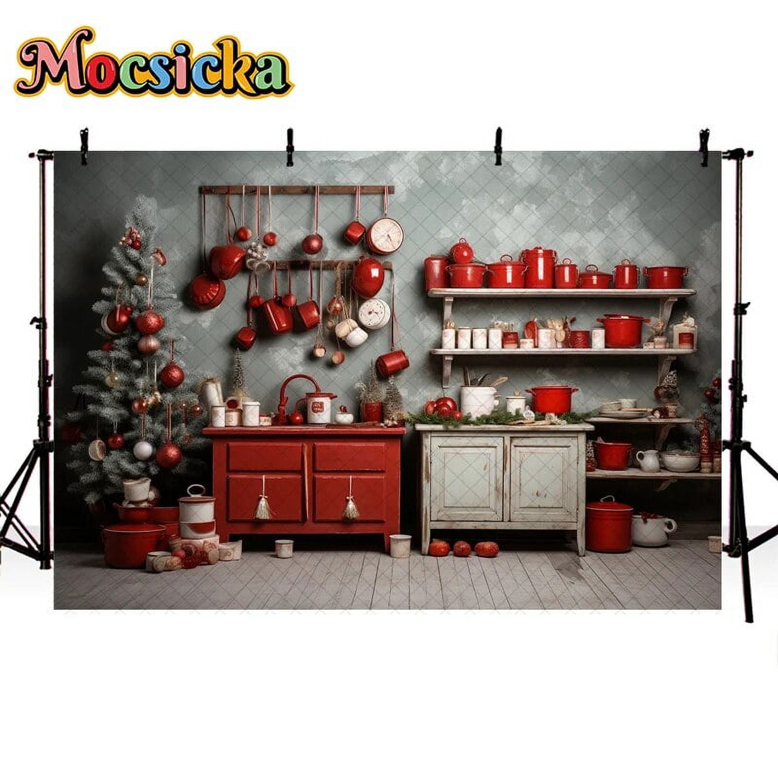 Indoor Christmas Kitchen Backdrop For Kids Family Portraits Photography ...